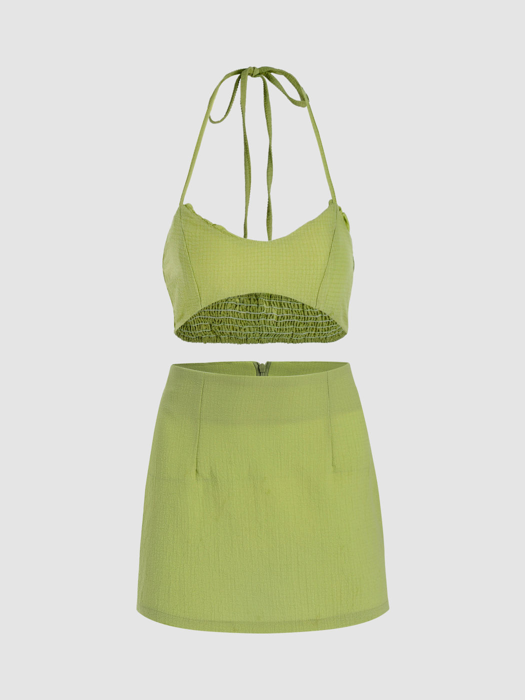 Solid Tank Top & Mini Skirt Set For Daily Casual