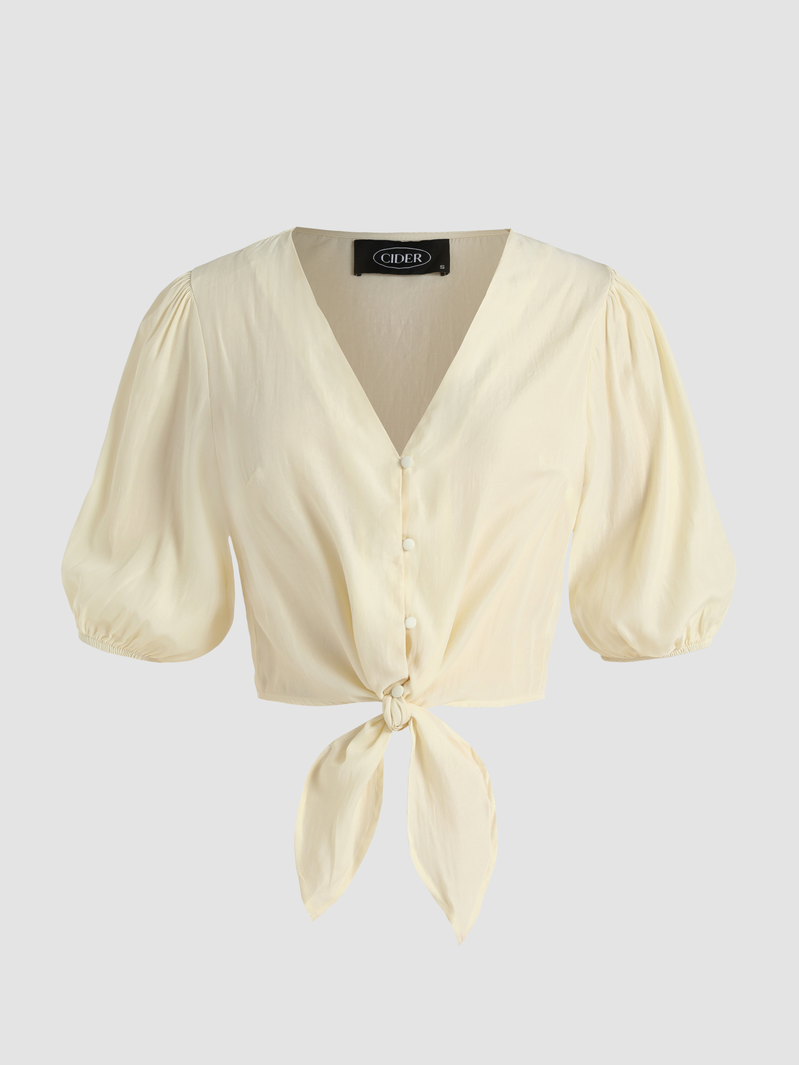 Solid Knotted Blouse - Cider
