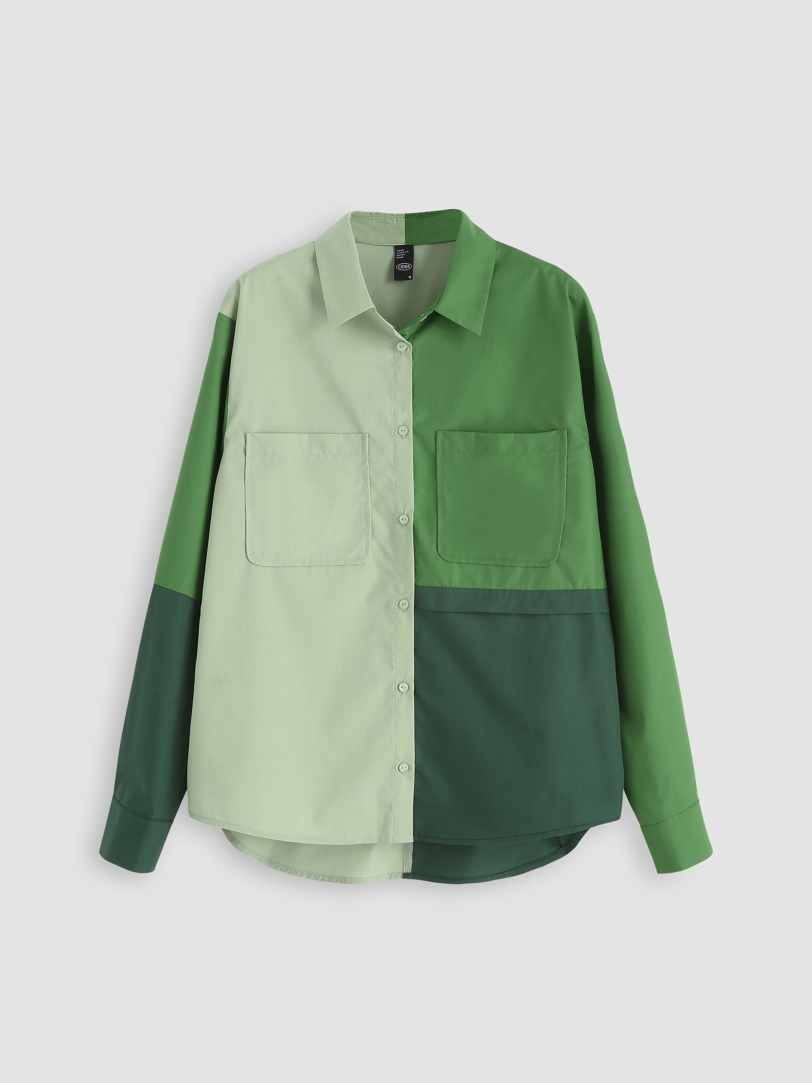 Color Block Button Front Shirt - Cider