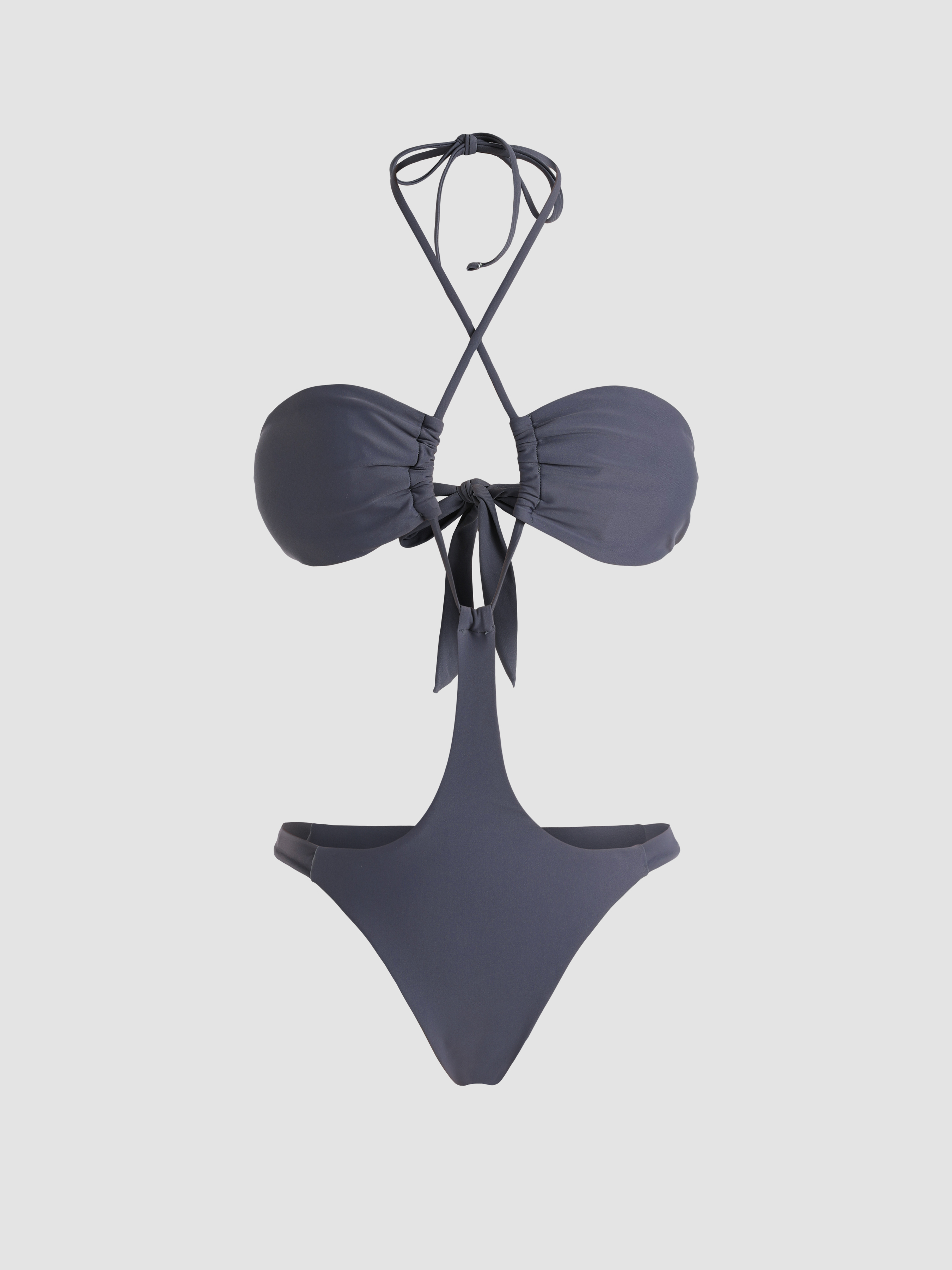 Solid Cut Out One Piece Swimsuit Cider