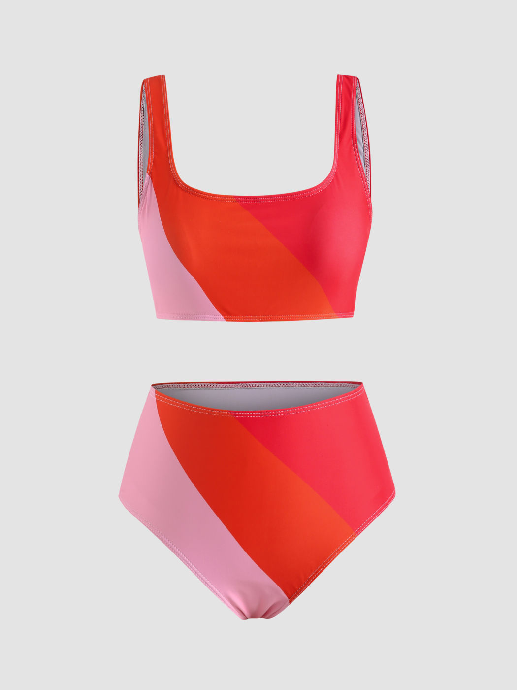 Colorful Striped Tankini Set - Cider