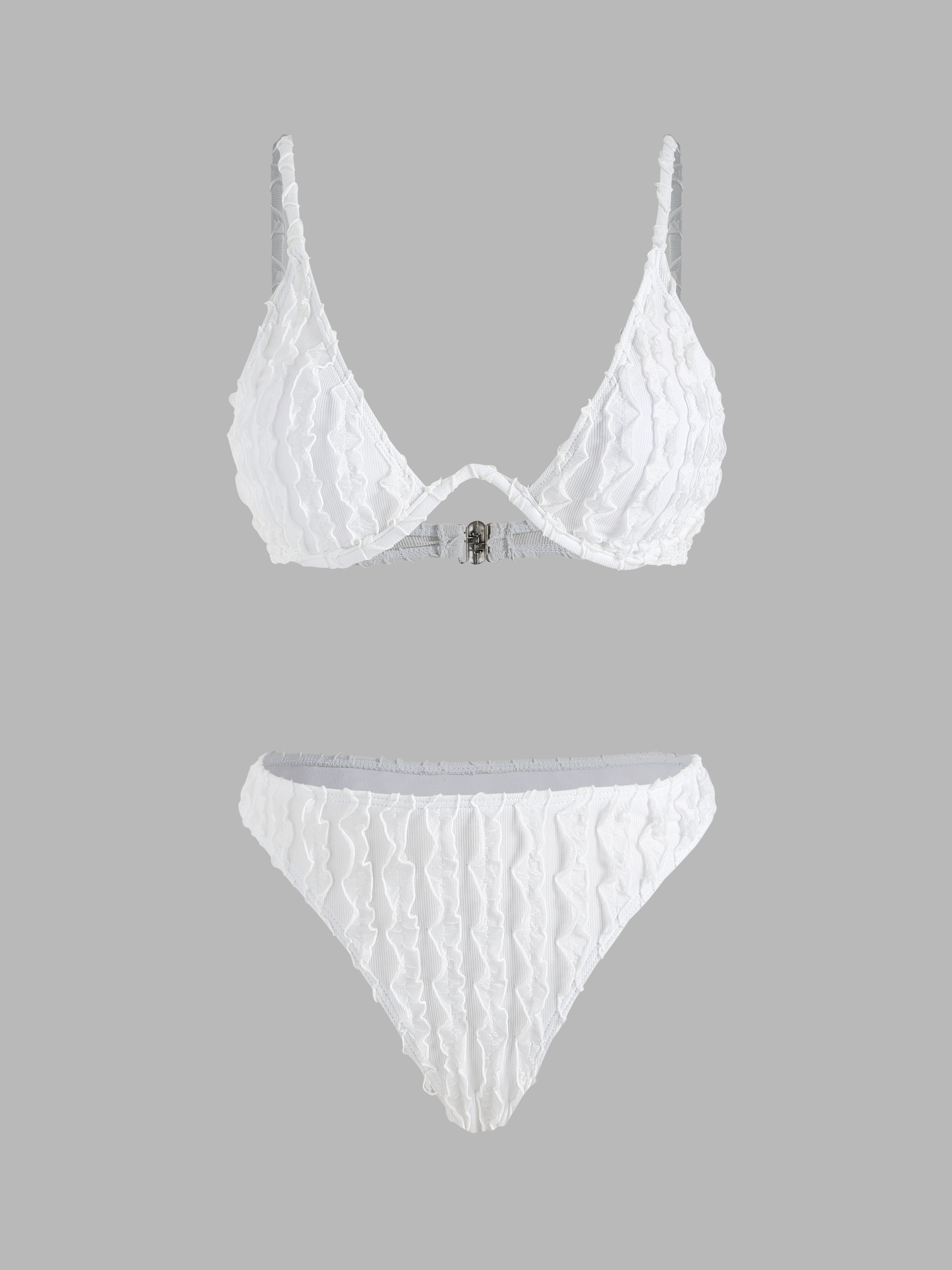 Solid Texture Underwire Bikini & Sarong - Cider