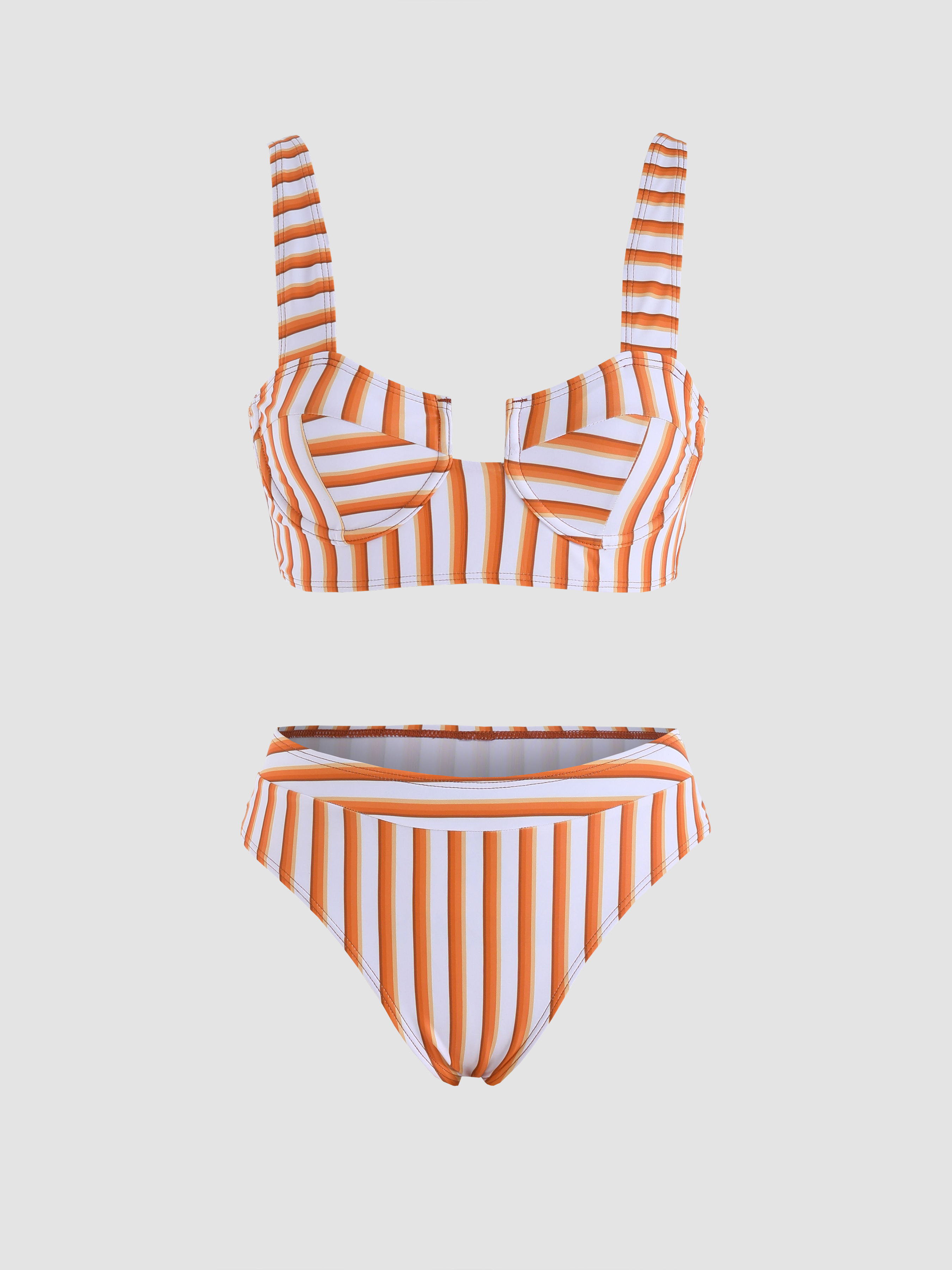 Stripe Underwire Bikini Set - Cider