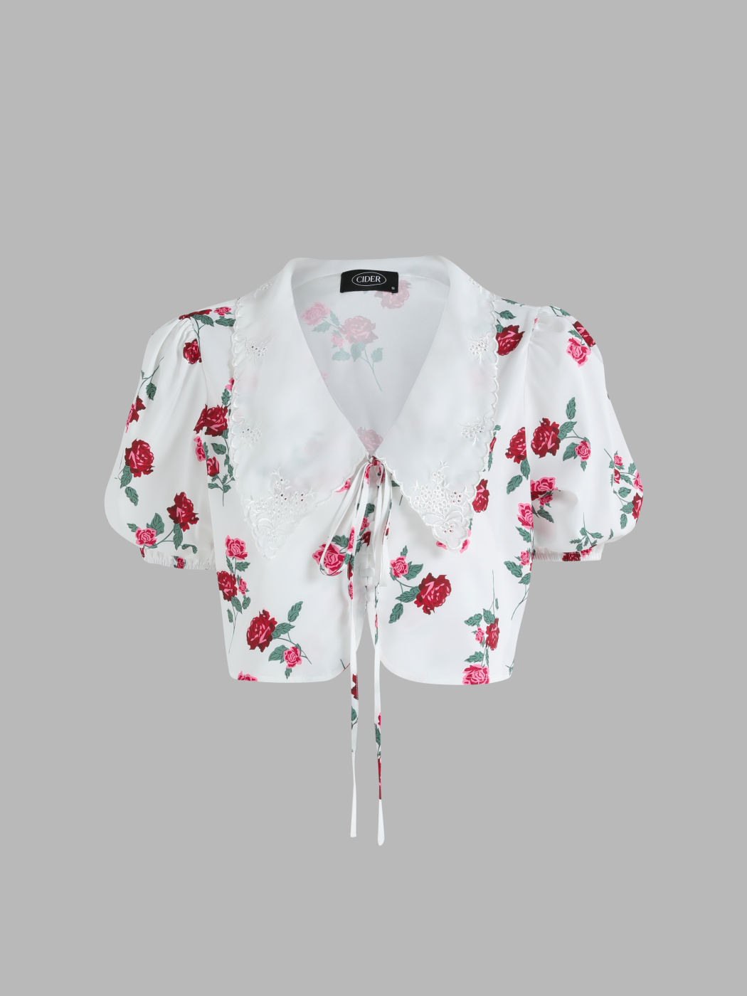 Rose Lace Collar Crop Top - Cider