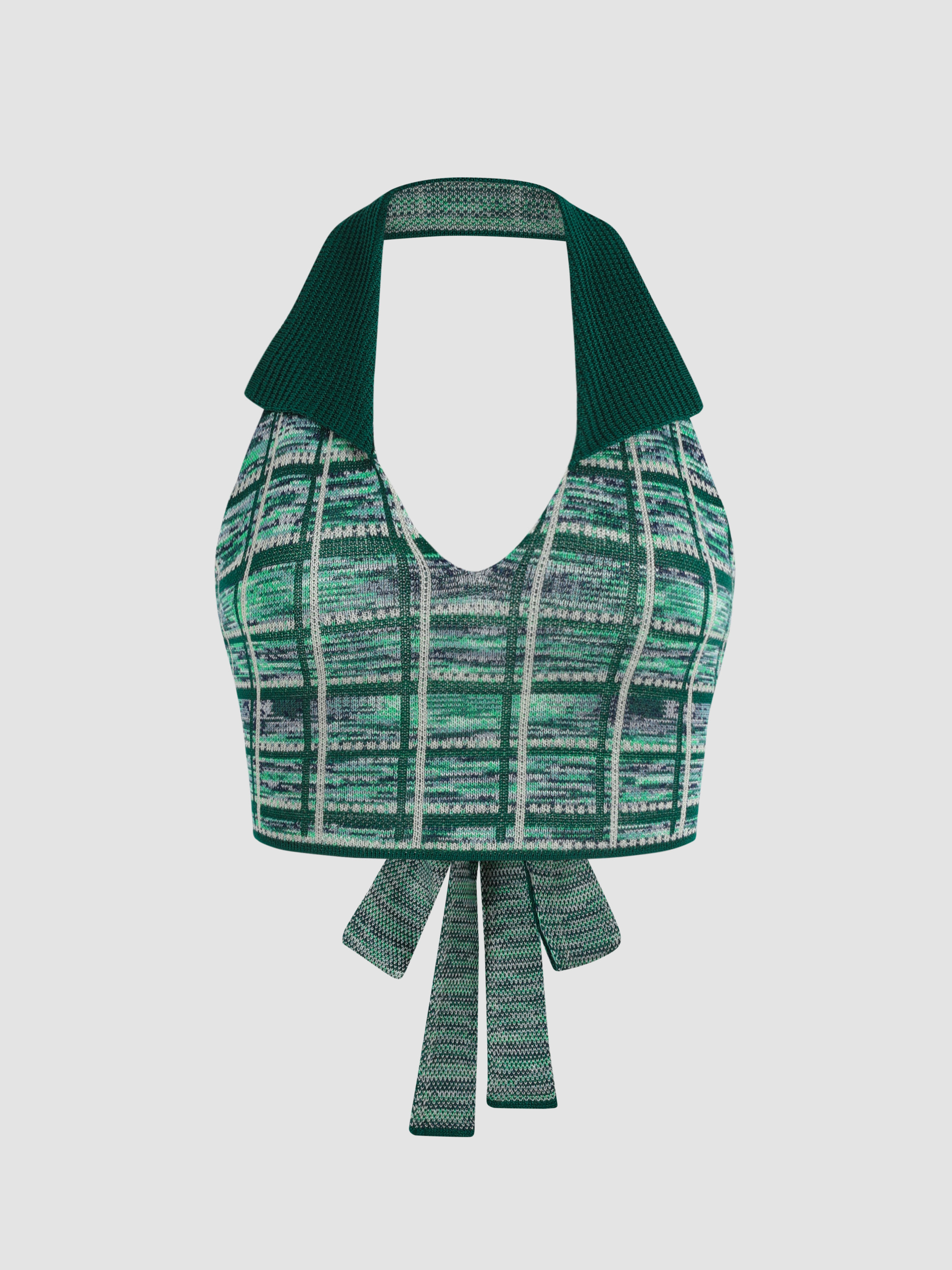 Backless Knotted Halter Knit Tank Top For Party/Clubbing Vacation