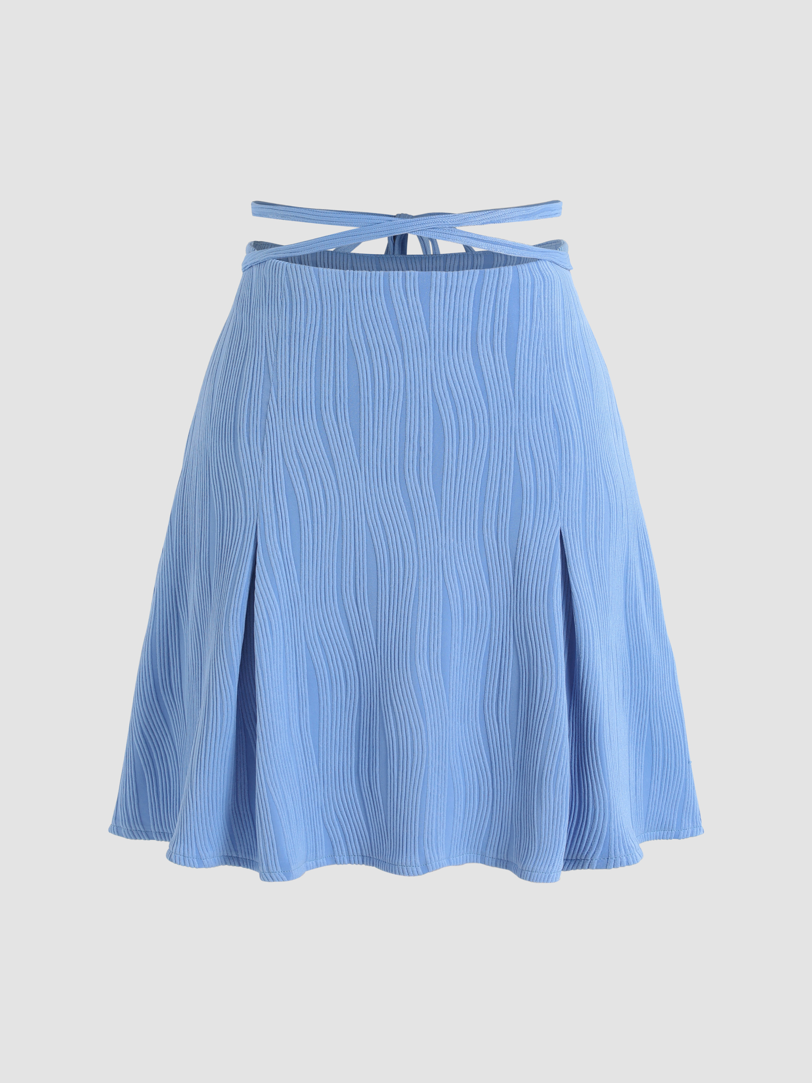 Texture Solid Tie Back Skirt