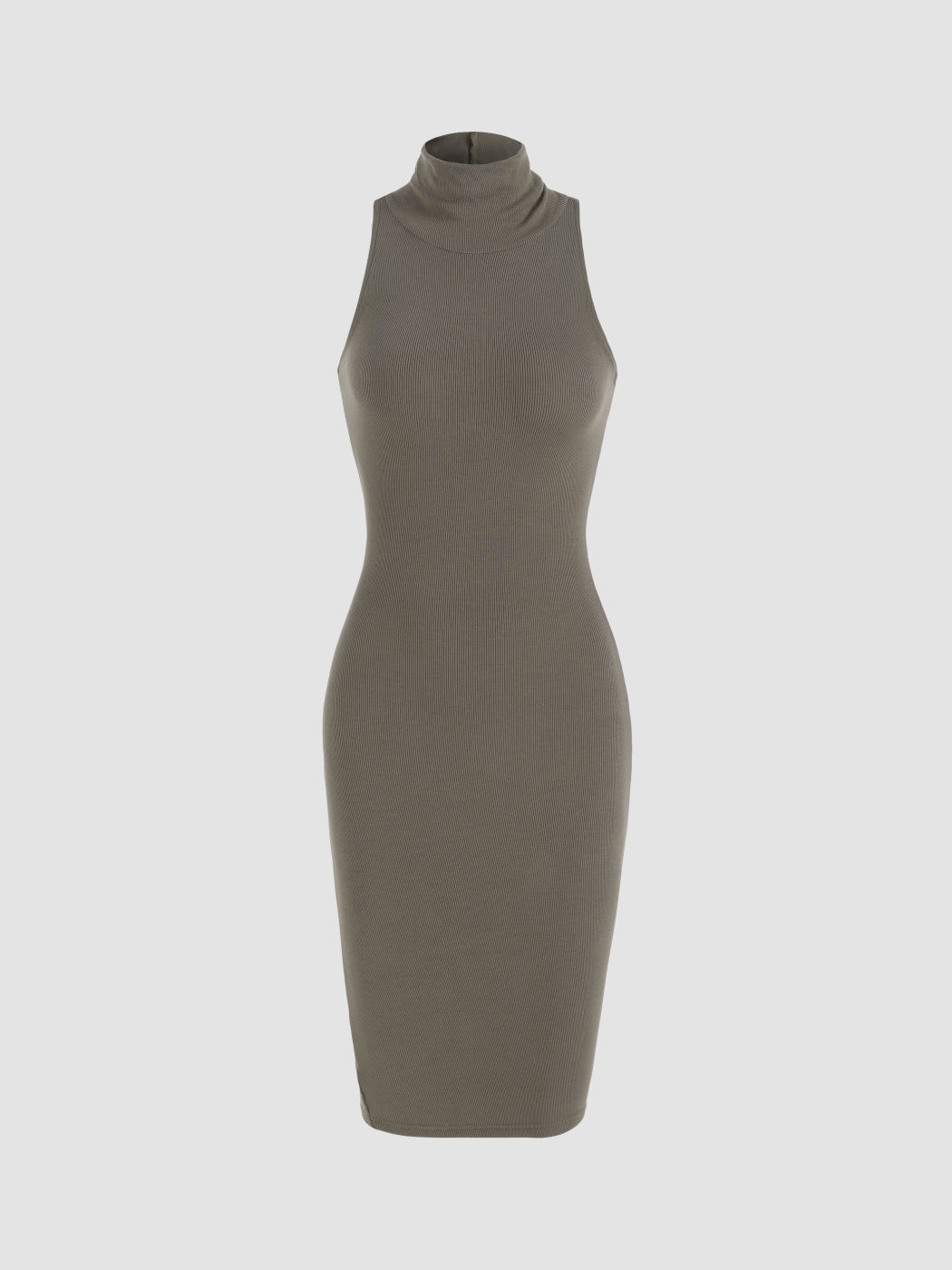 Solid Turtle Neck Bodycon Dress - Cider