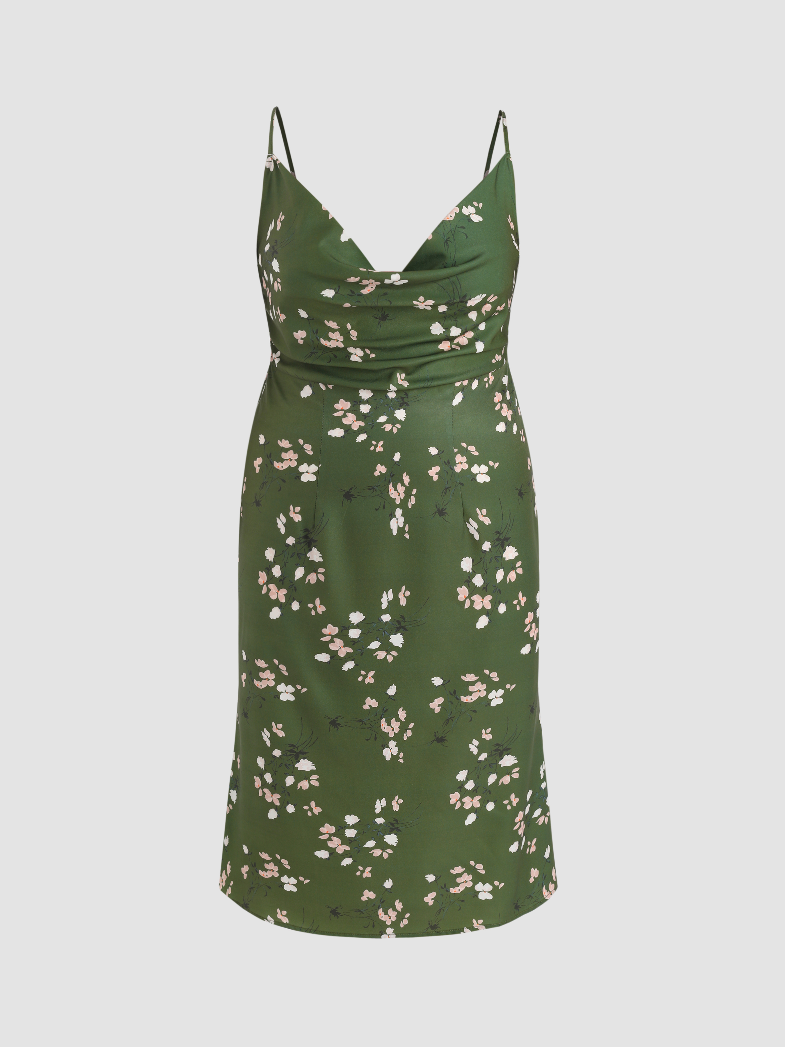 Curve And Plus Floral Cowl Neck Midi Dress Cider