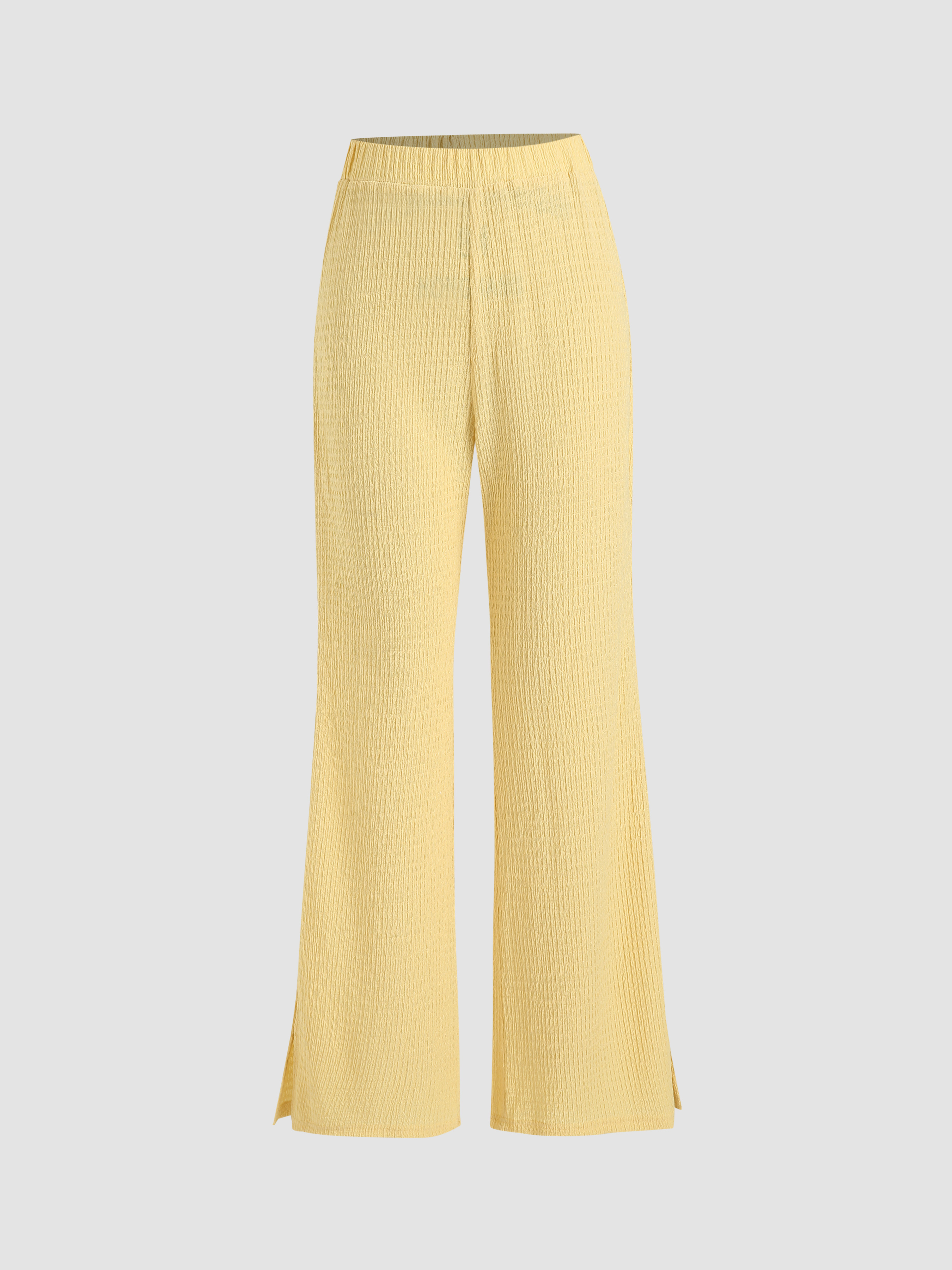 Solid Texture Slit Trousers For Daily Casual Date