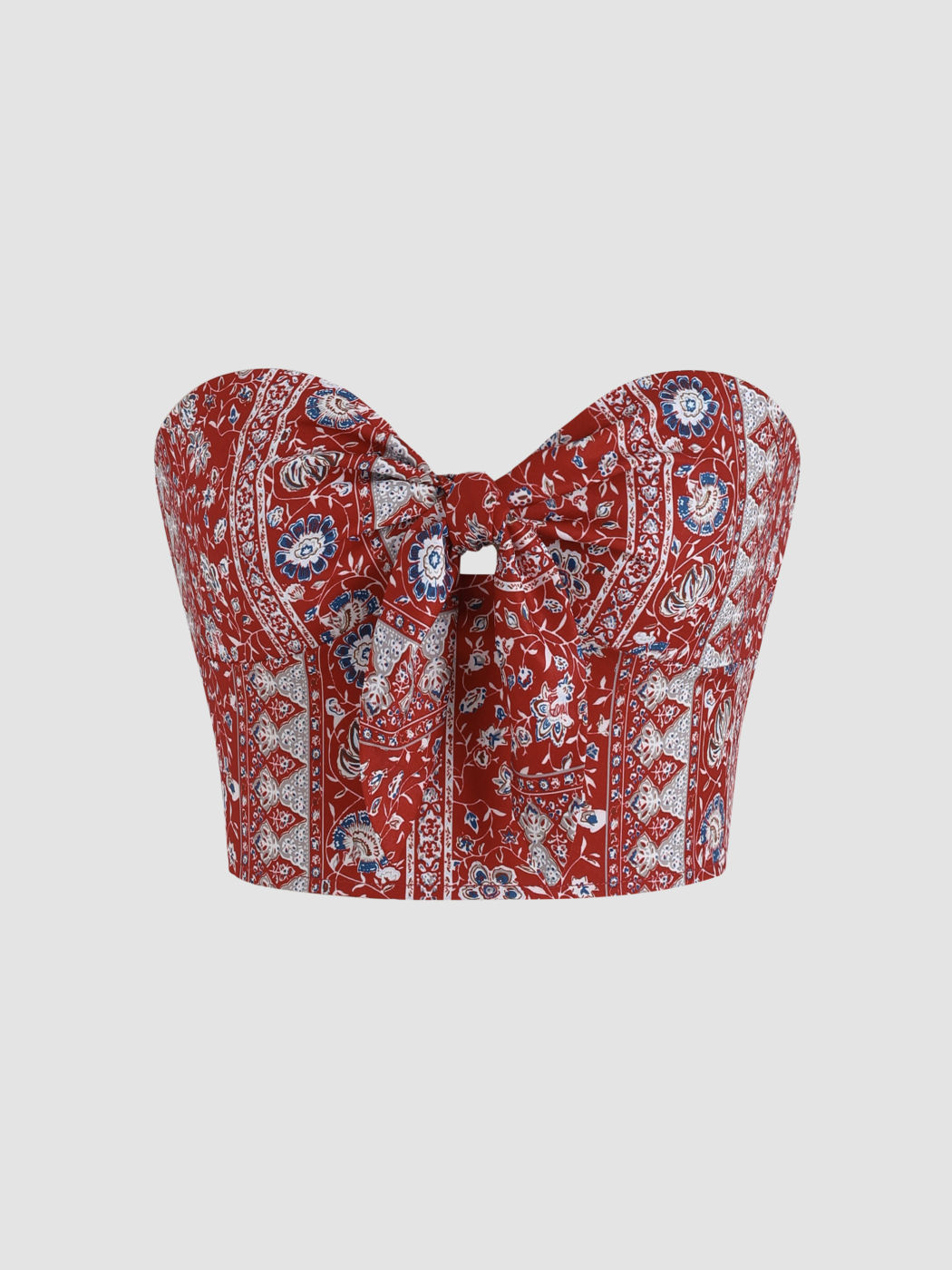 Boho Paisley Shirred Tube Top For Vacation