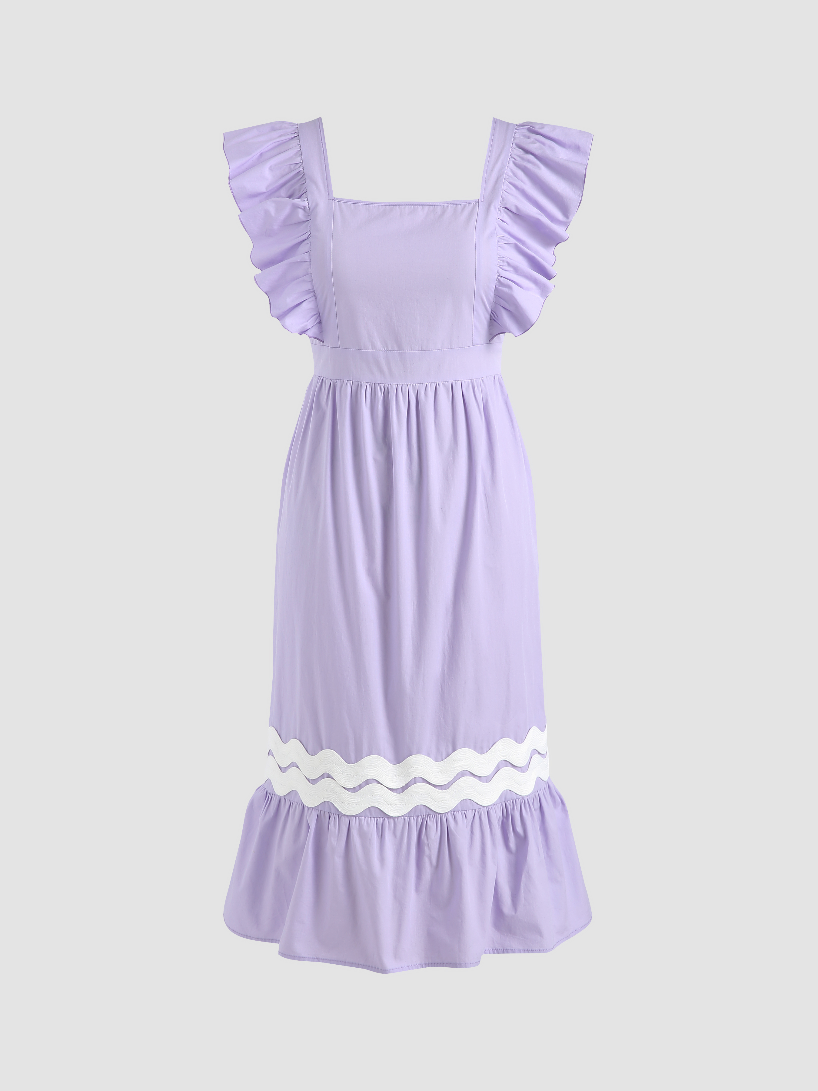 Solid Weave Midi Ruffle Dress - Cider
