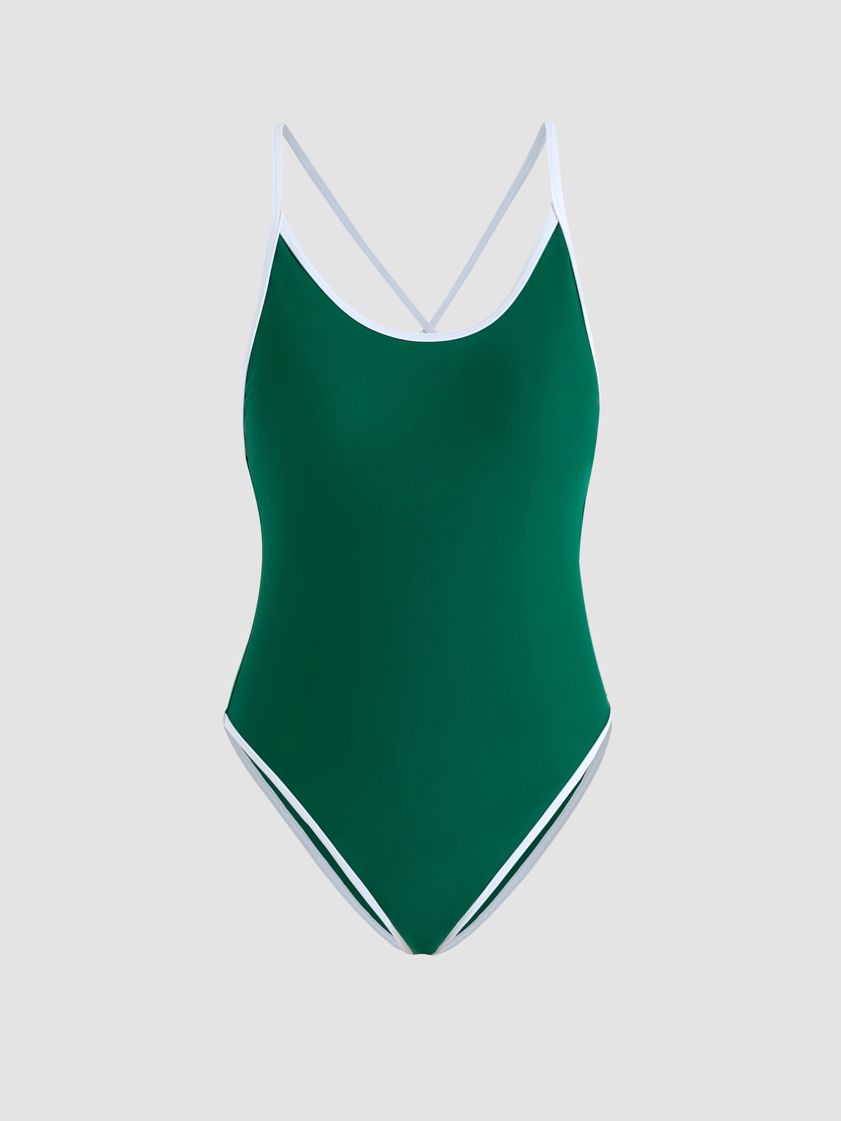 V Neck Backless One Piece Swimsuit Cider