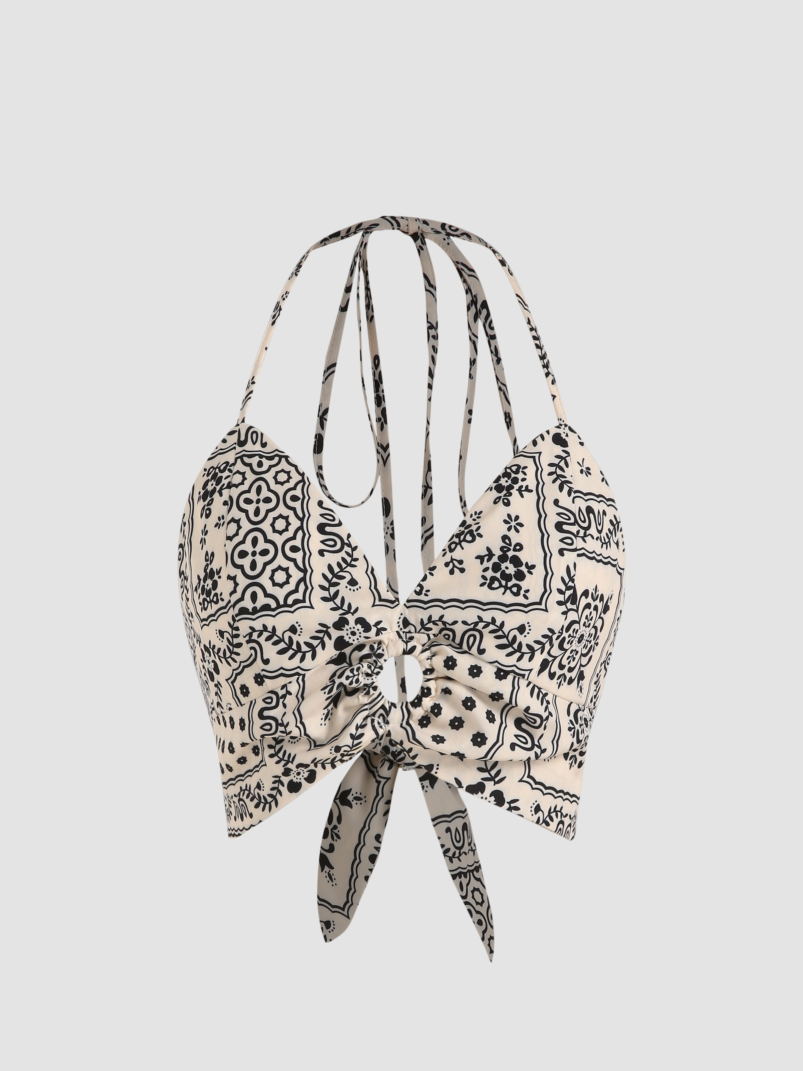 Tribal Print O-Ring Halter Top For Daily Casual