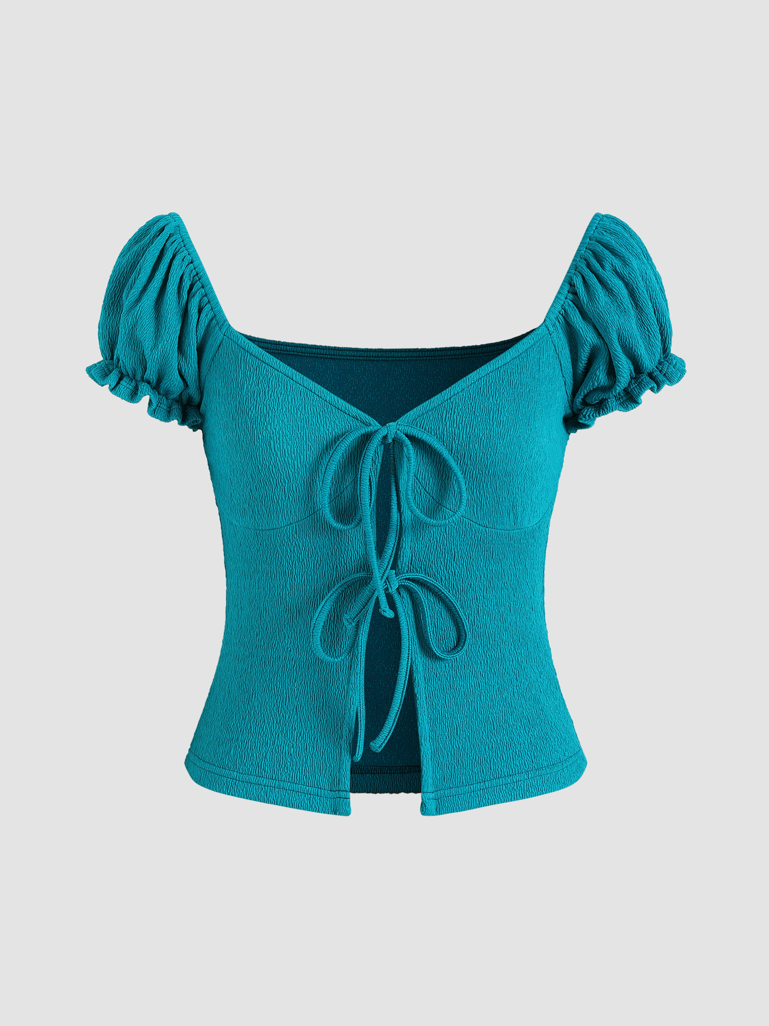 Solid Lace Up Crop Top - Cider