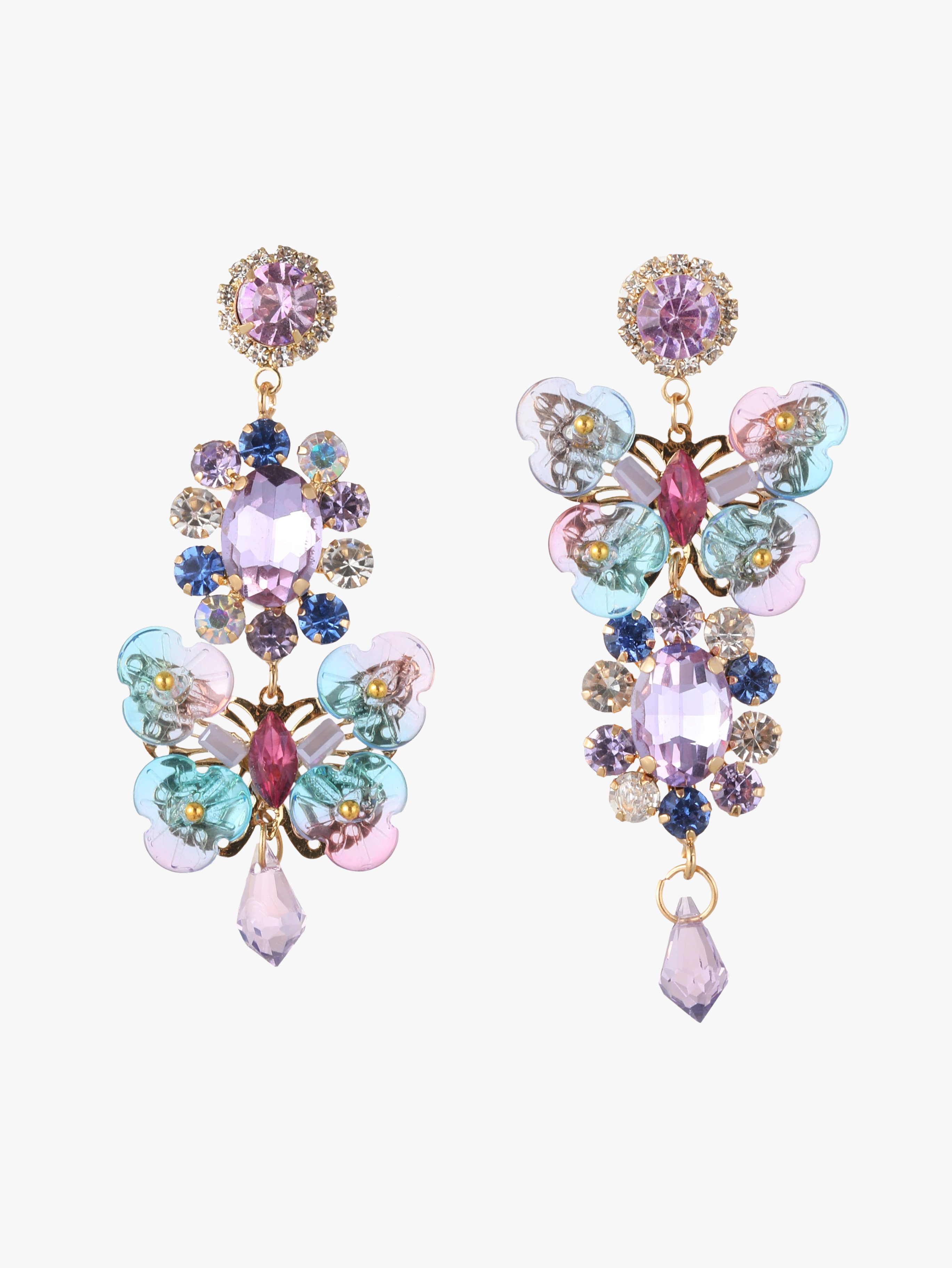 Crystal Butterfly Drop Earrings - Cider