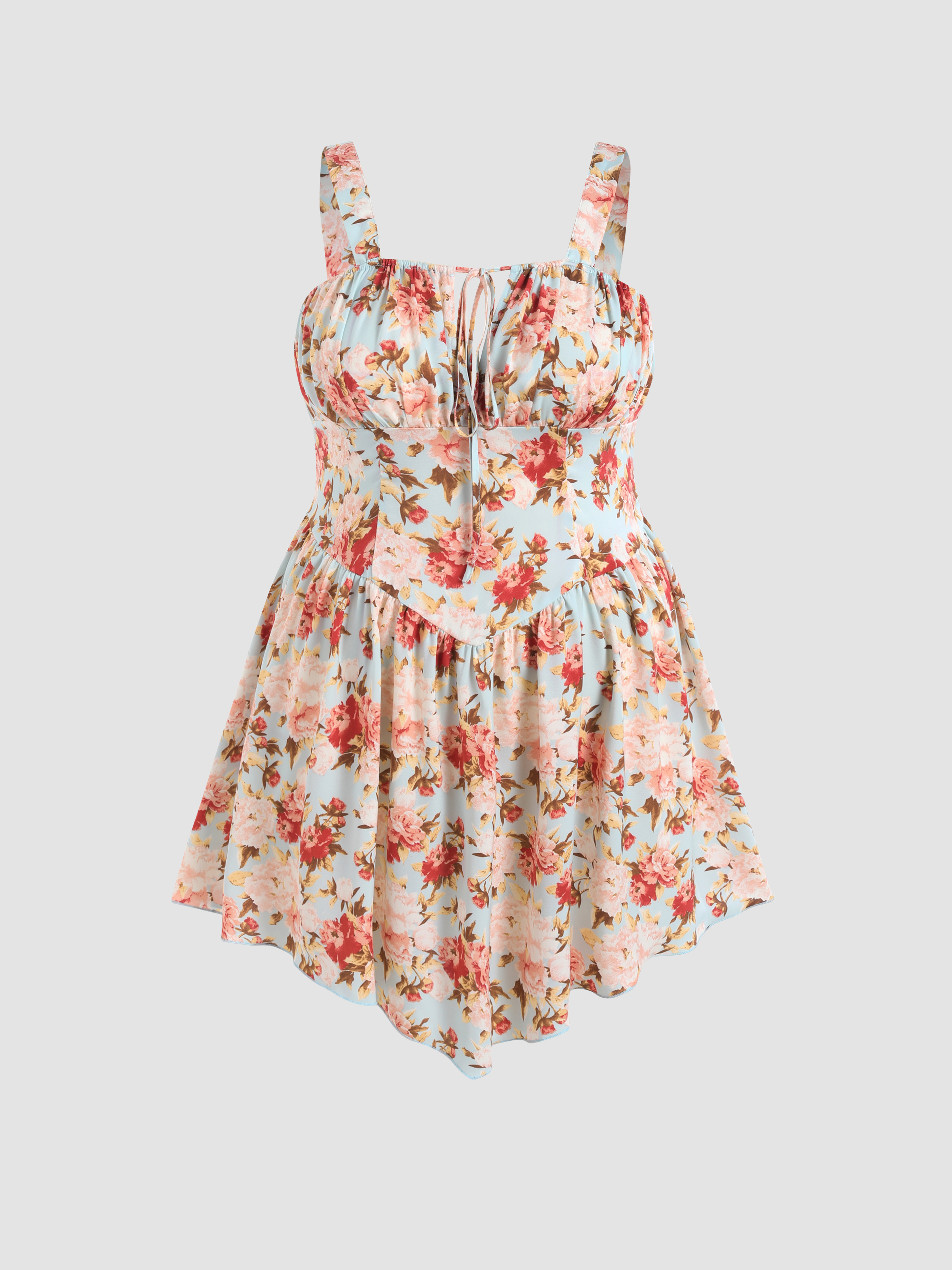 Floral Zip Up Corset Cami Dress Curve And Plus Cider