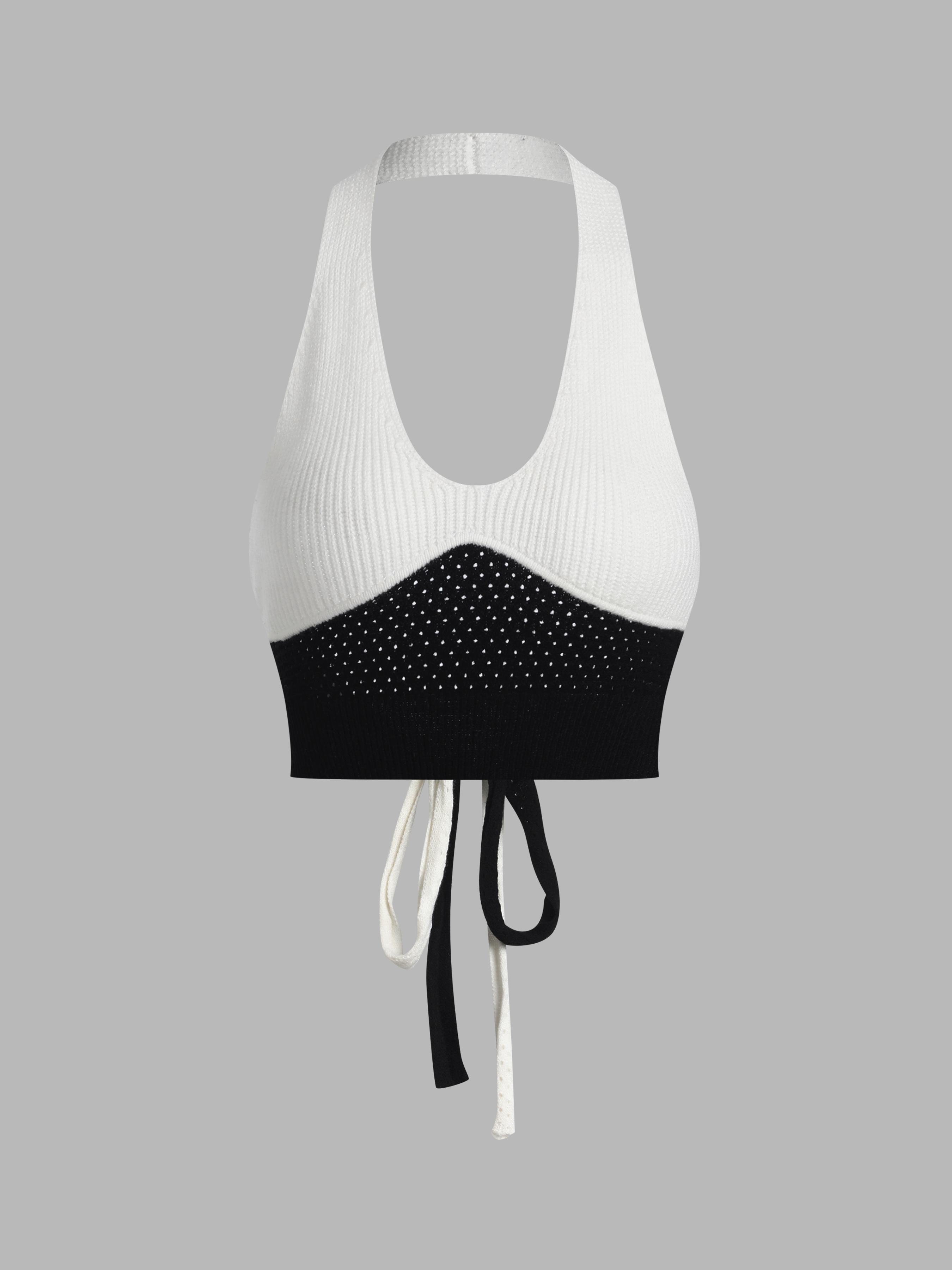 Rib Knit Colorblock Halter Top - Cider