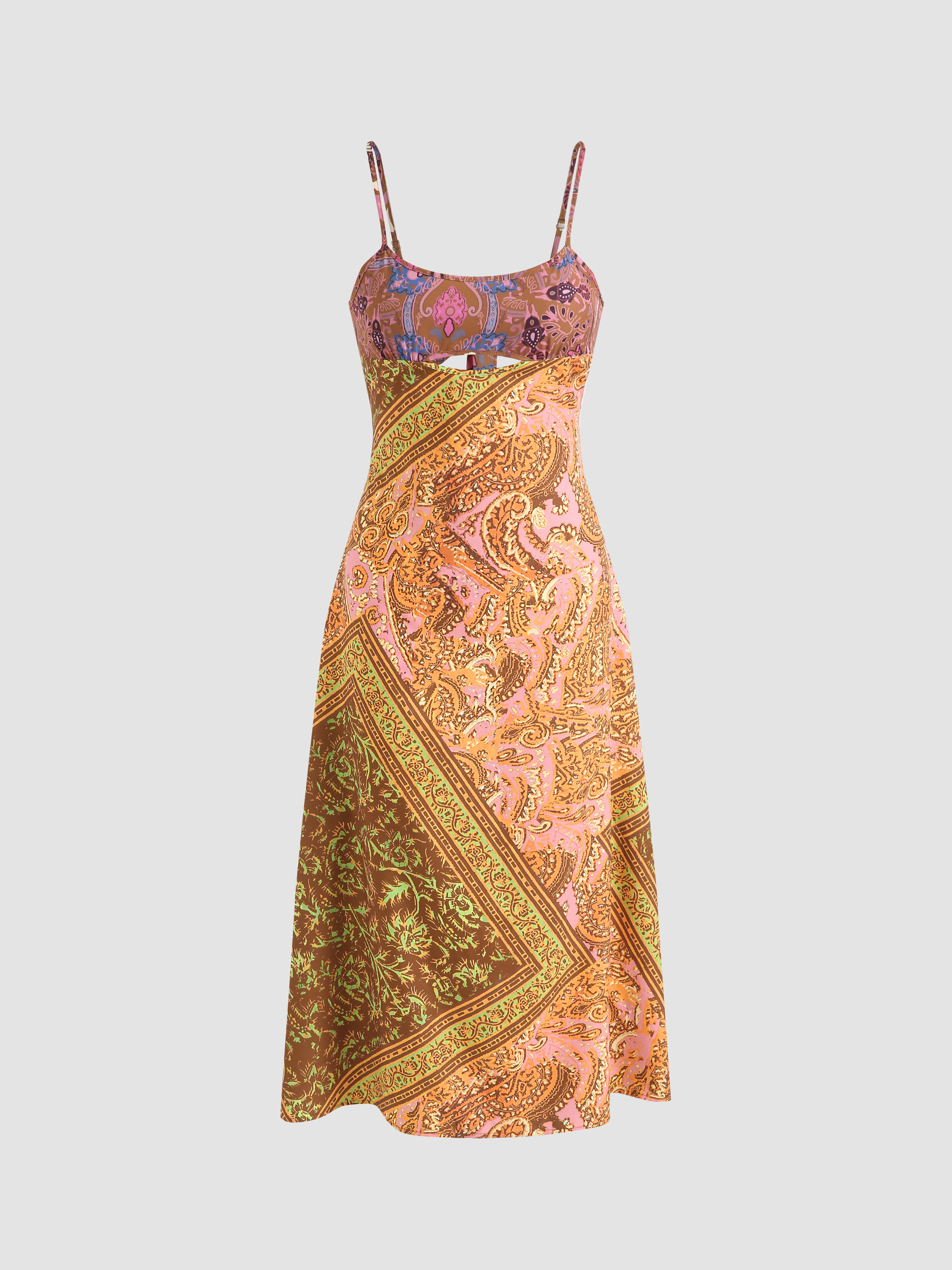 Paisley Print Midi Dress For Daily Casual Date