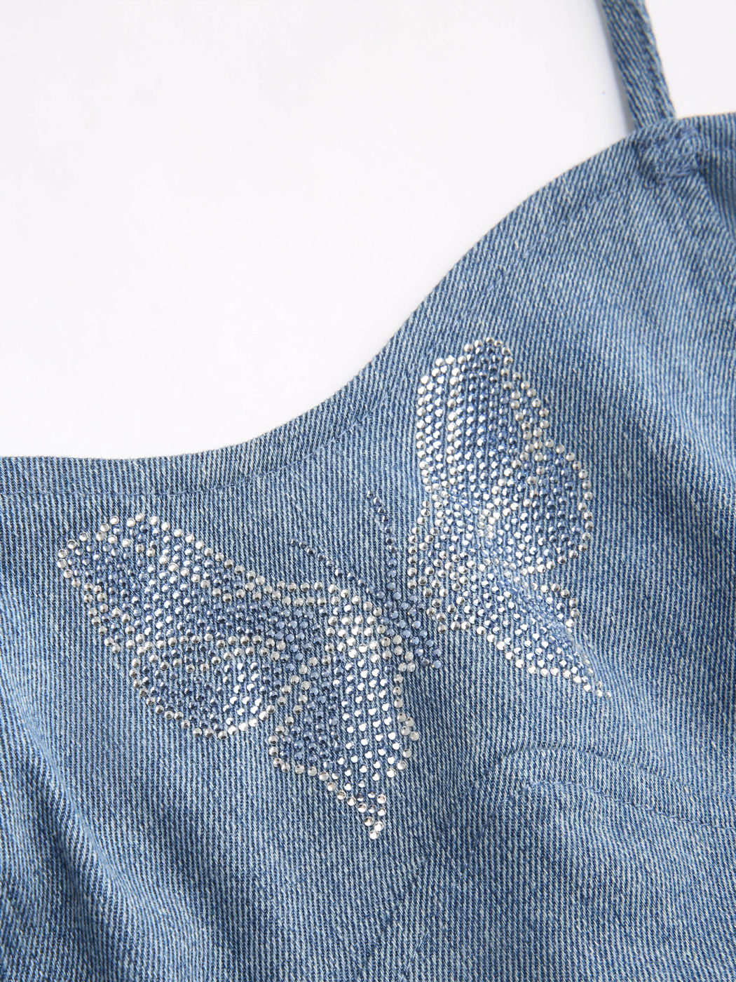 Butterfly Rhinestone Denim Cami Top - Cider