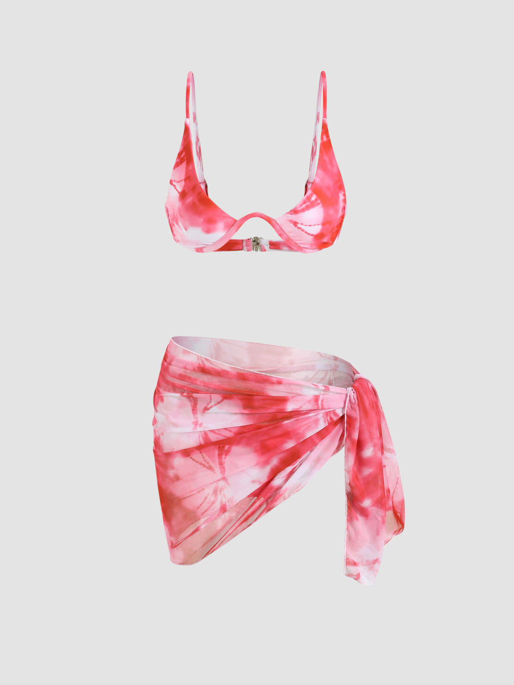 Tie Dye Underwire Bikini Set & Sarong - Cider