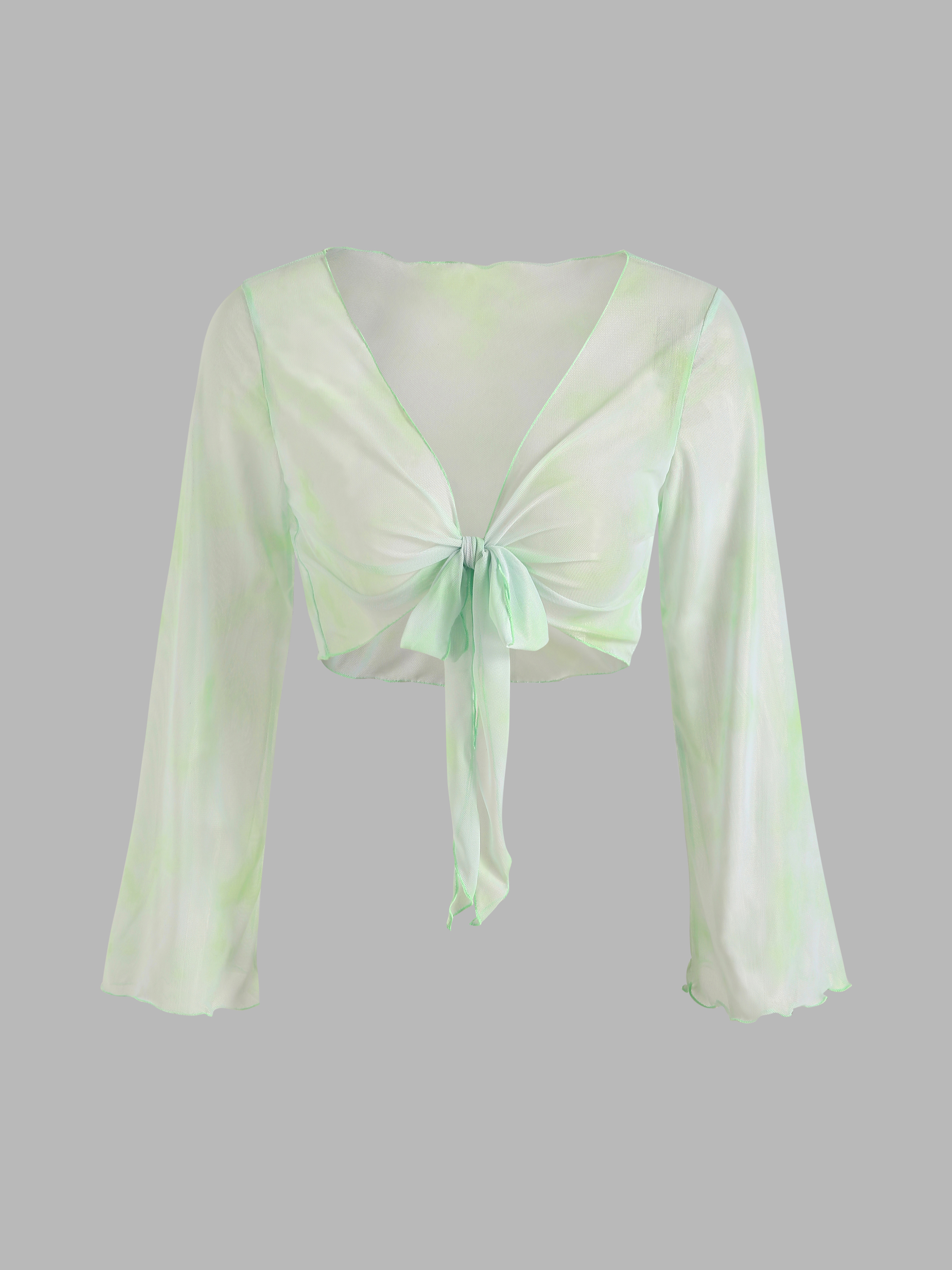 Tie Dye Long Sleeve Cover Up Top For Music Festival/Live House Vacation