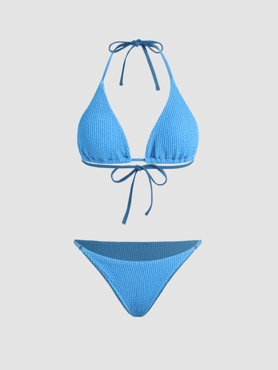 Texture Solid Triangle Bikini Set - Cider