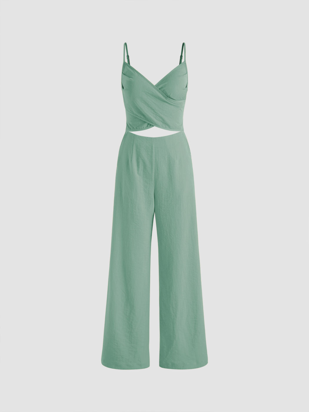 Solid Cut Out V-Neck Jumpsuit - Cider
