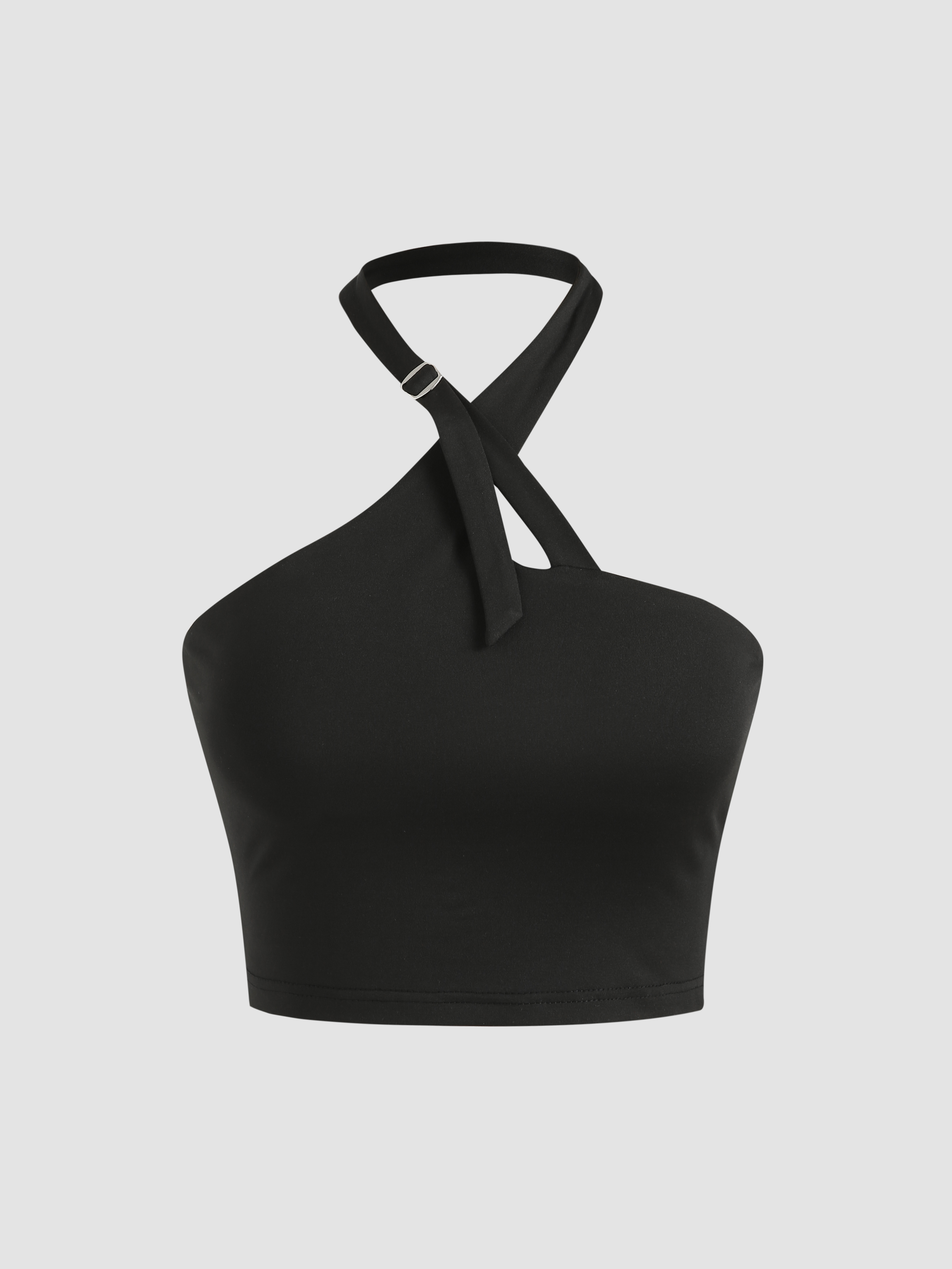 Solid Halter Tank Top - Cider