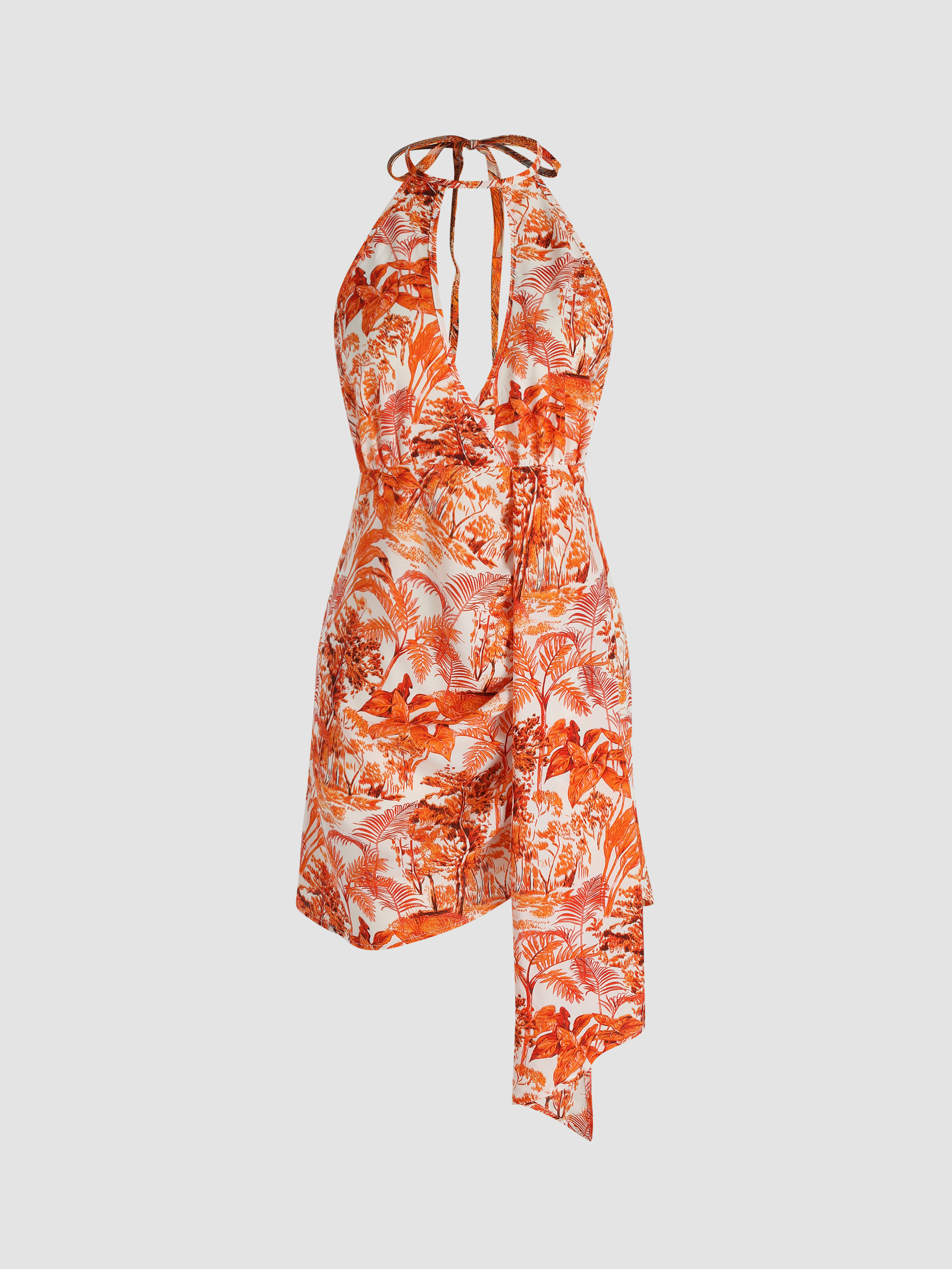 Boho Backless Halter Mini Dress For Vacation Picnic