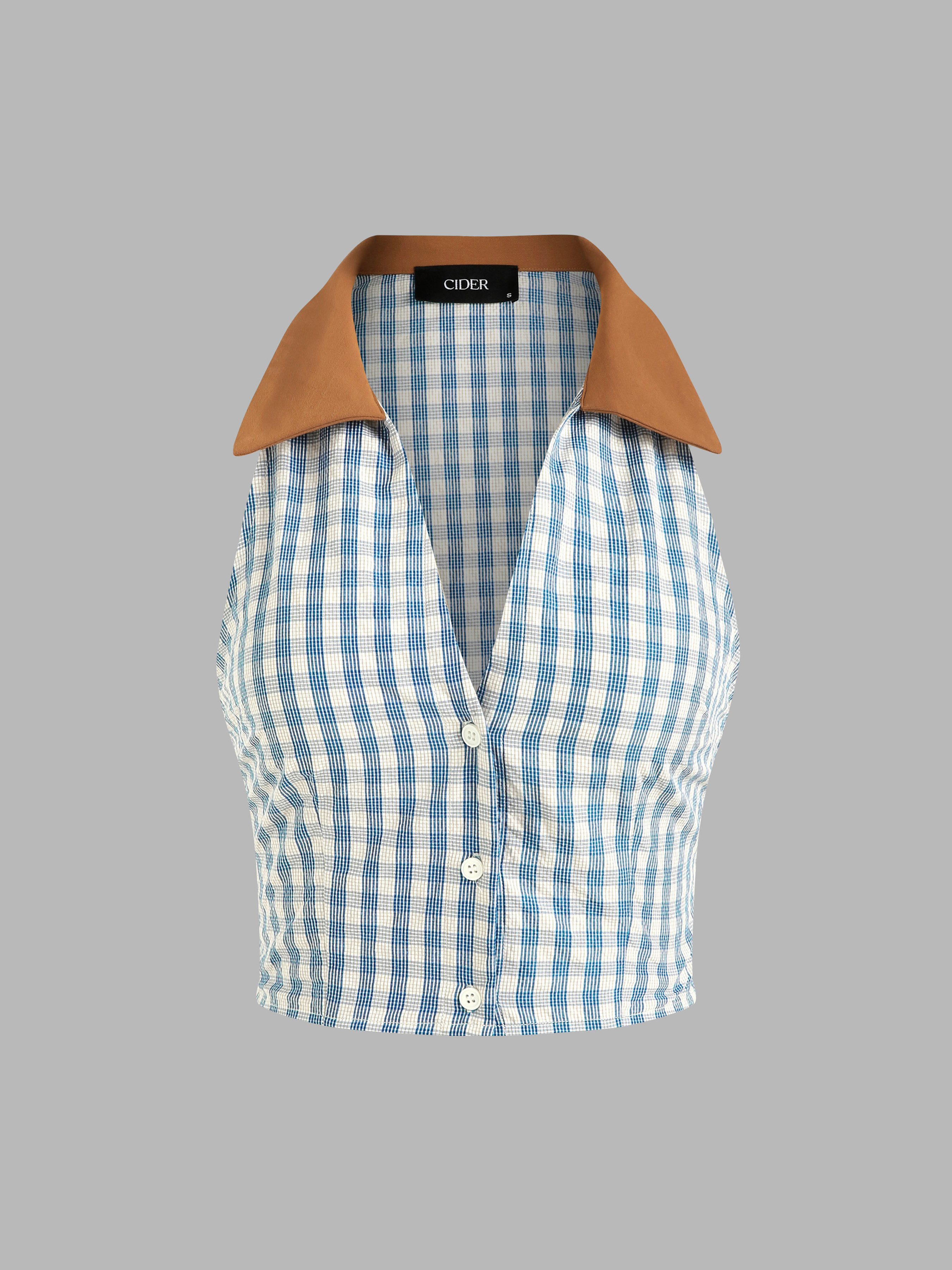 Patchy Plaid Collar Tank - Cider