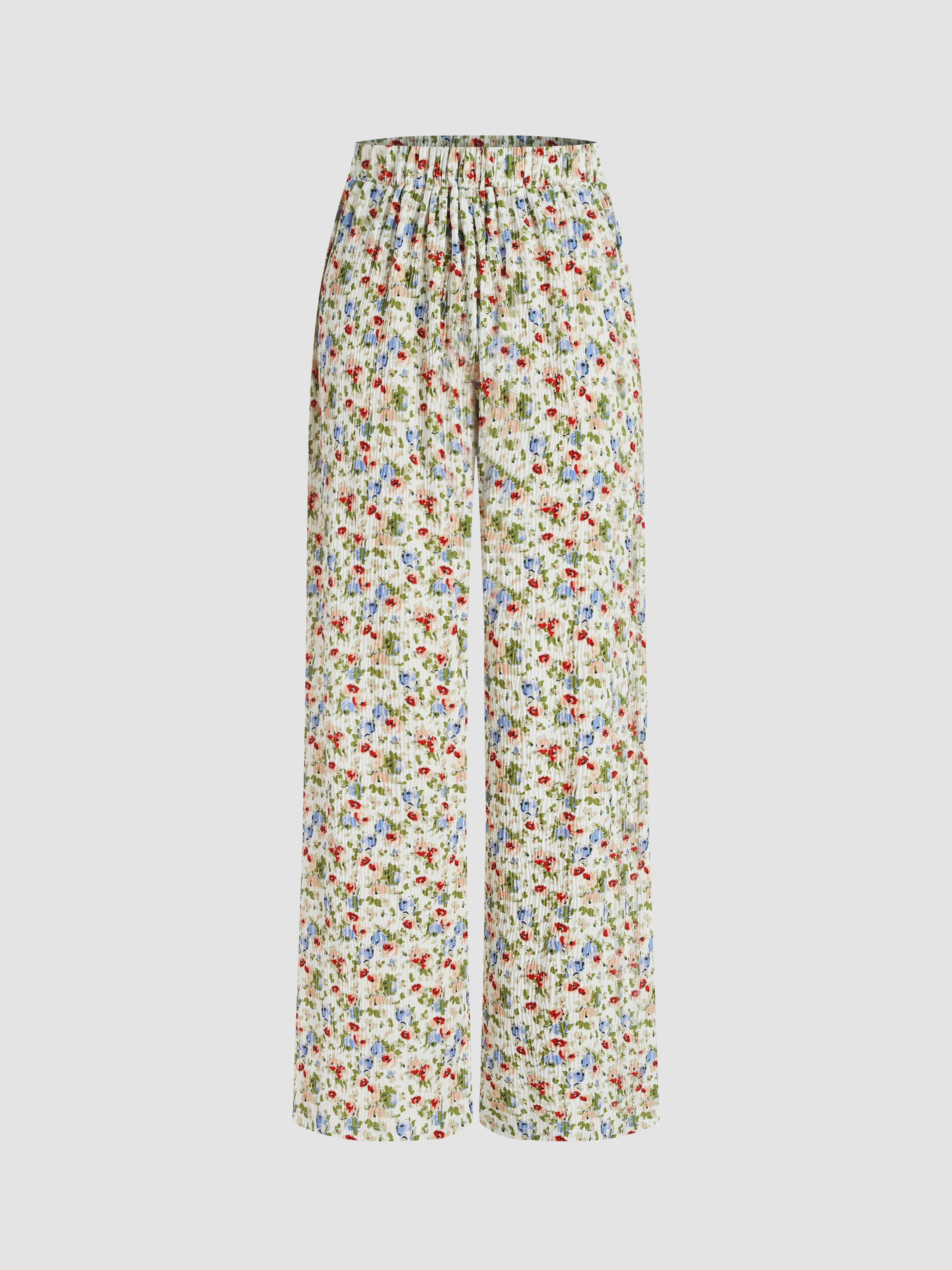 Floral Pattern Texture Pants - Cider
