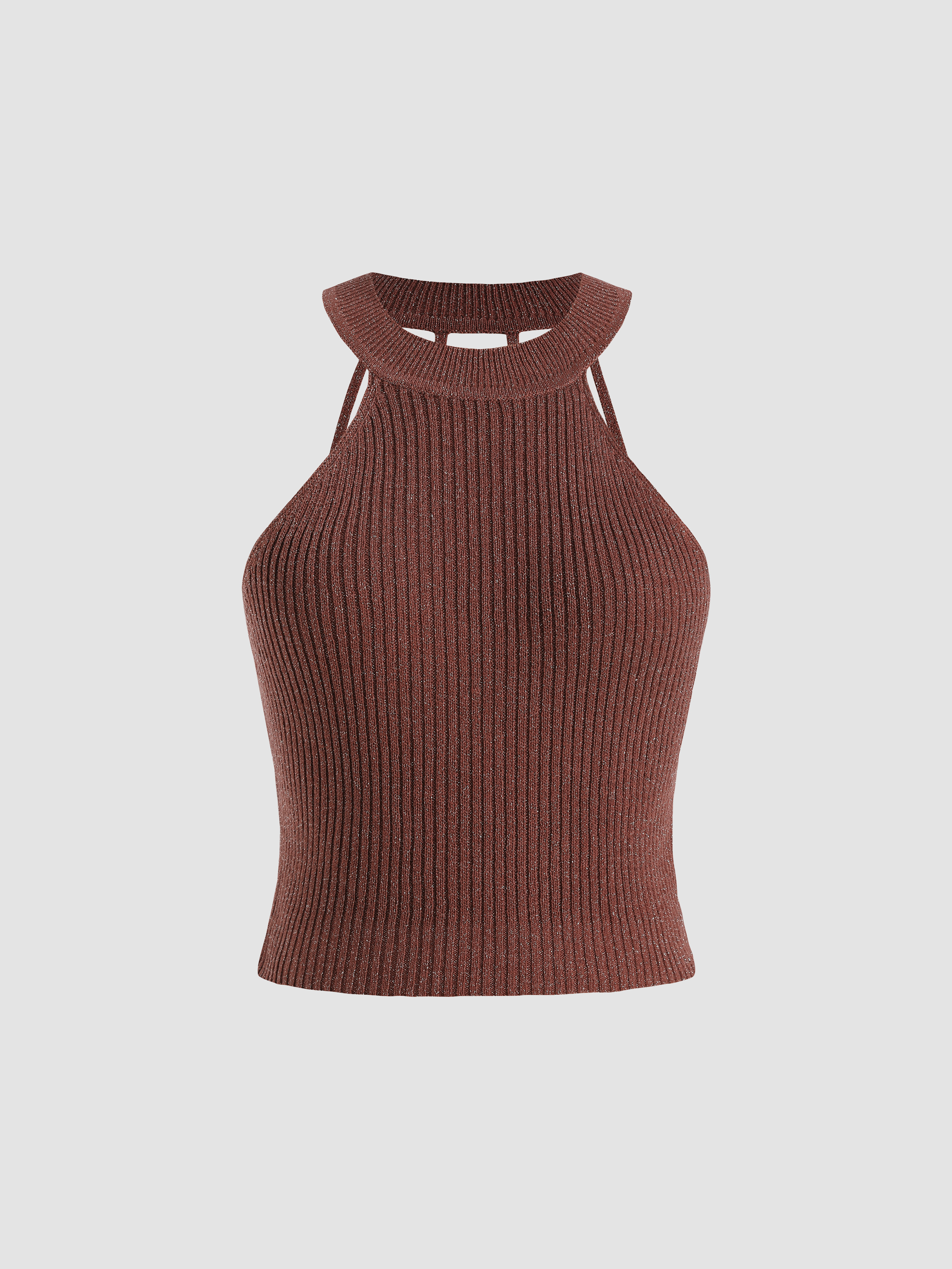 Metallic Knit Crop Top For Daily Casual Date Vacation