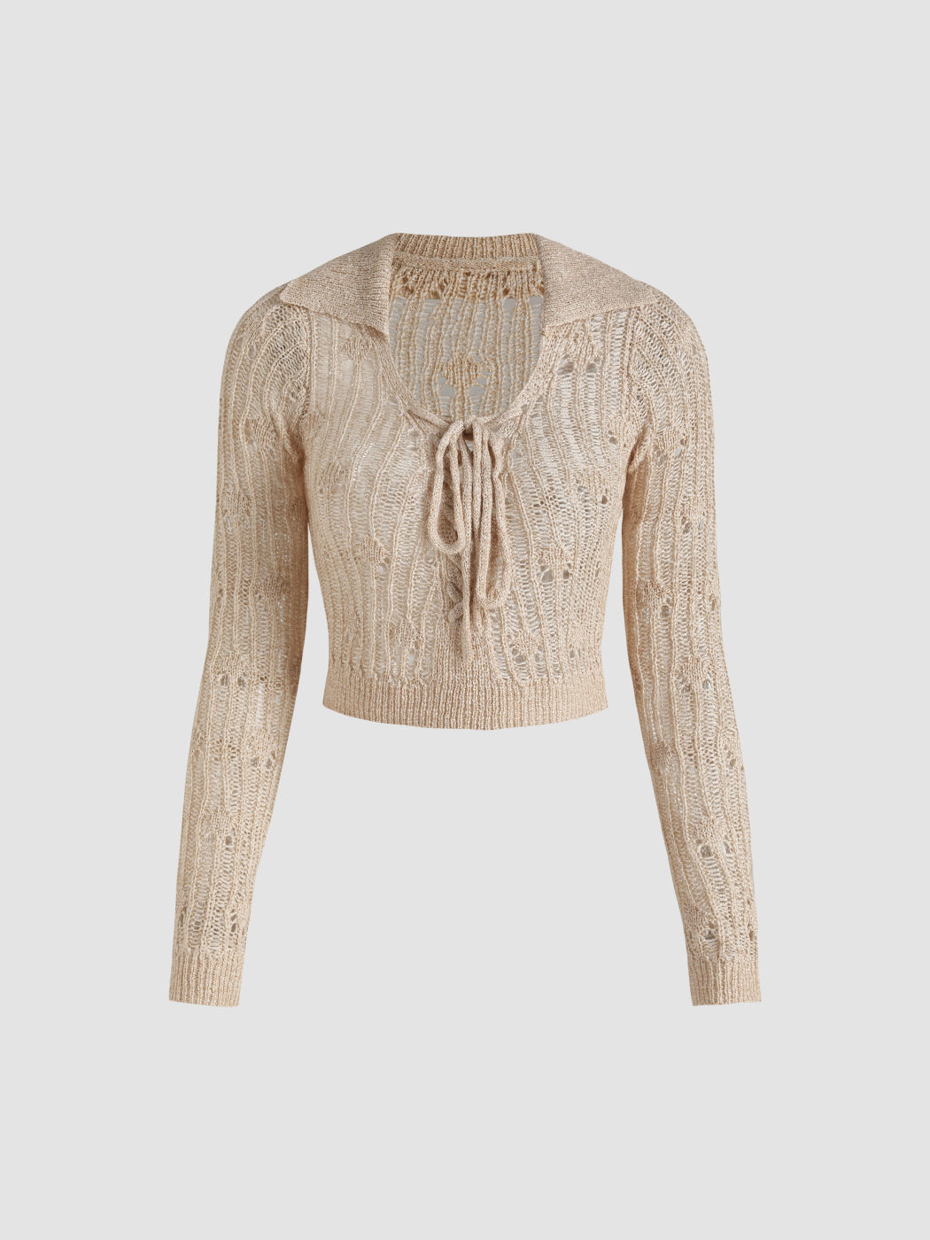 Knit Fabric Ripped Knotted Sweater For Vacation