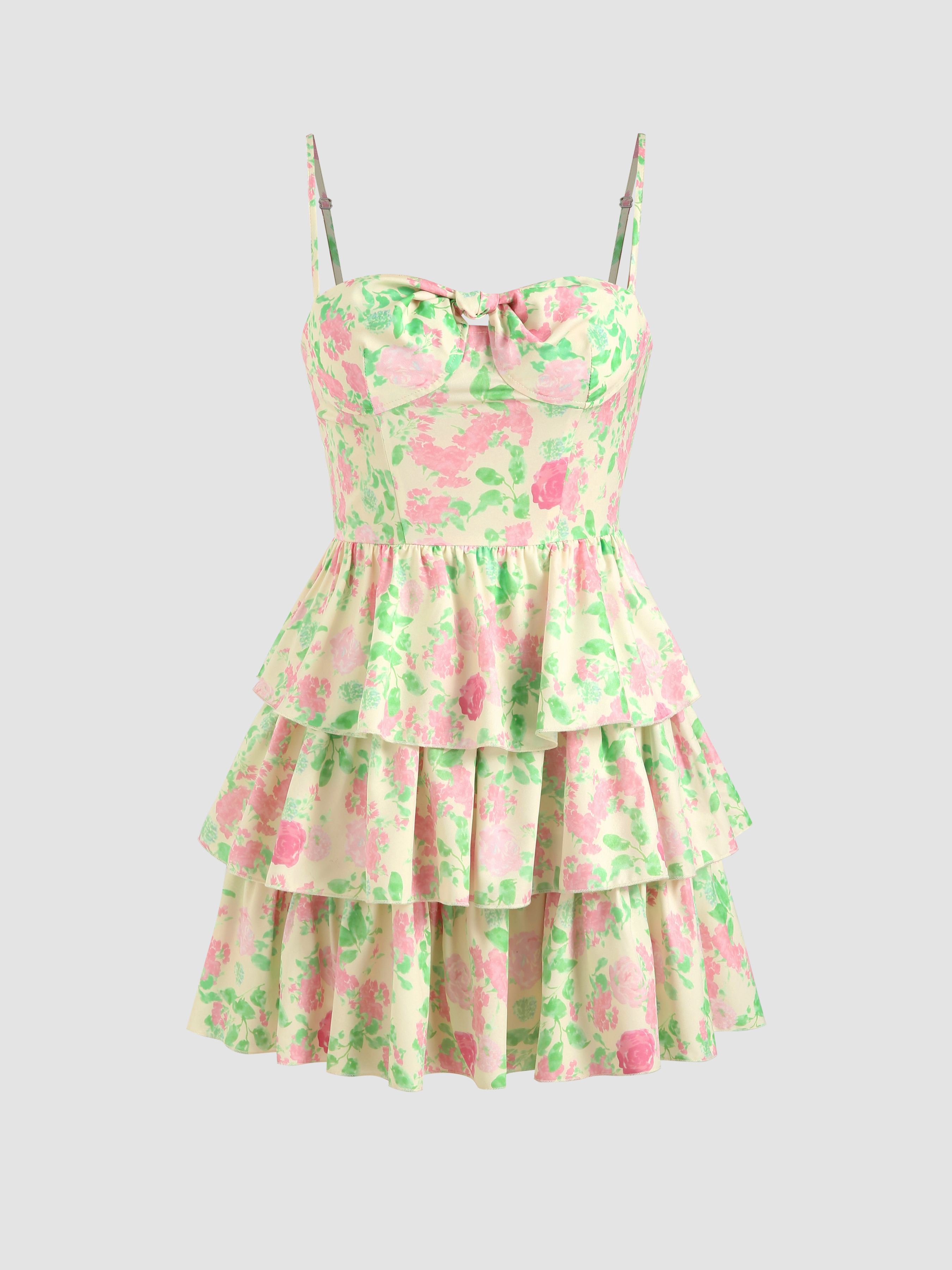 Floral Ruffle Mini Dress For Date Vacation