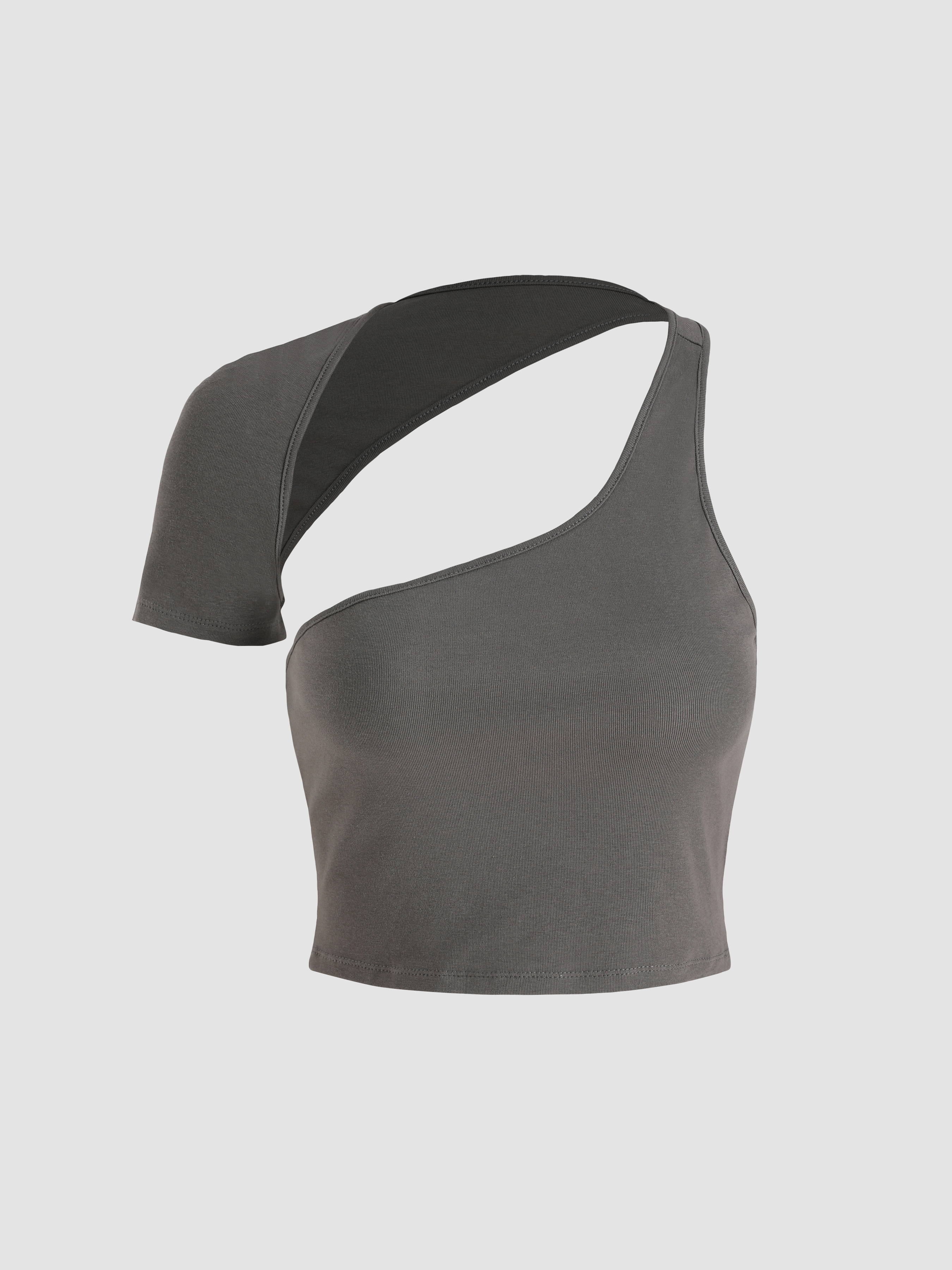 Solid Cut Out Crop Tee For Exhibition