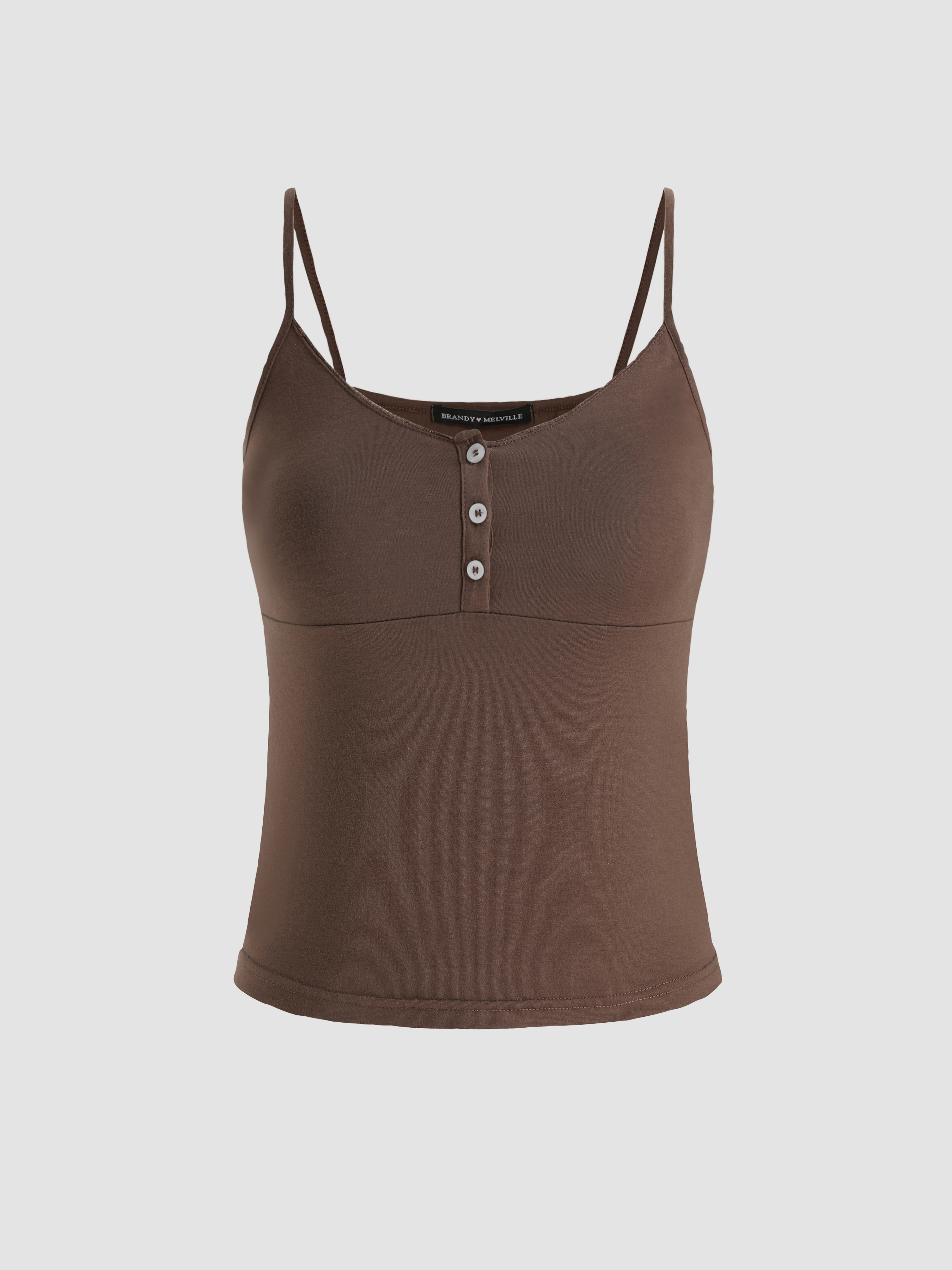 Solid Button Tank Top - Cider