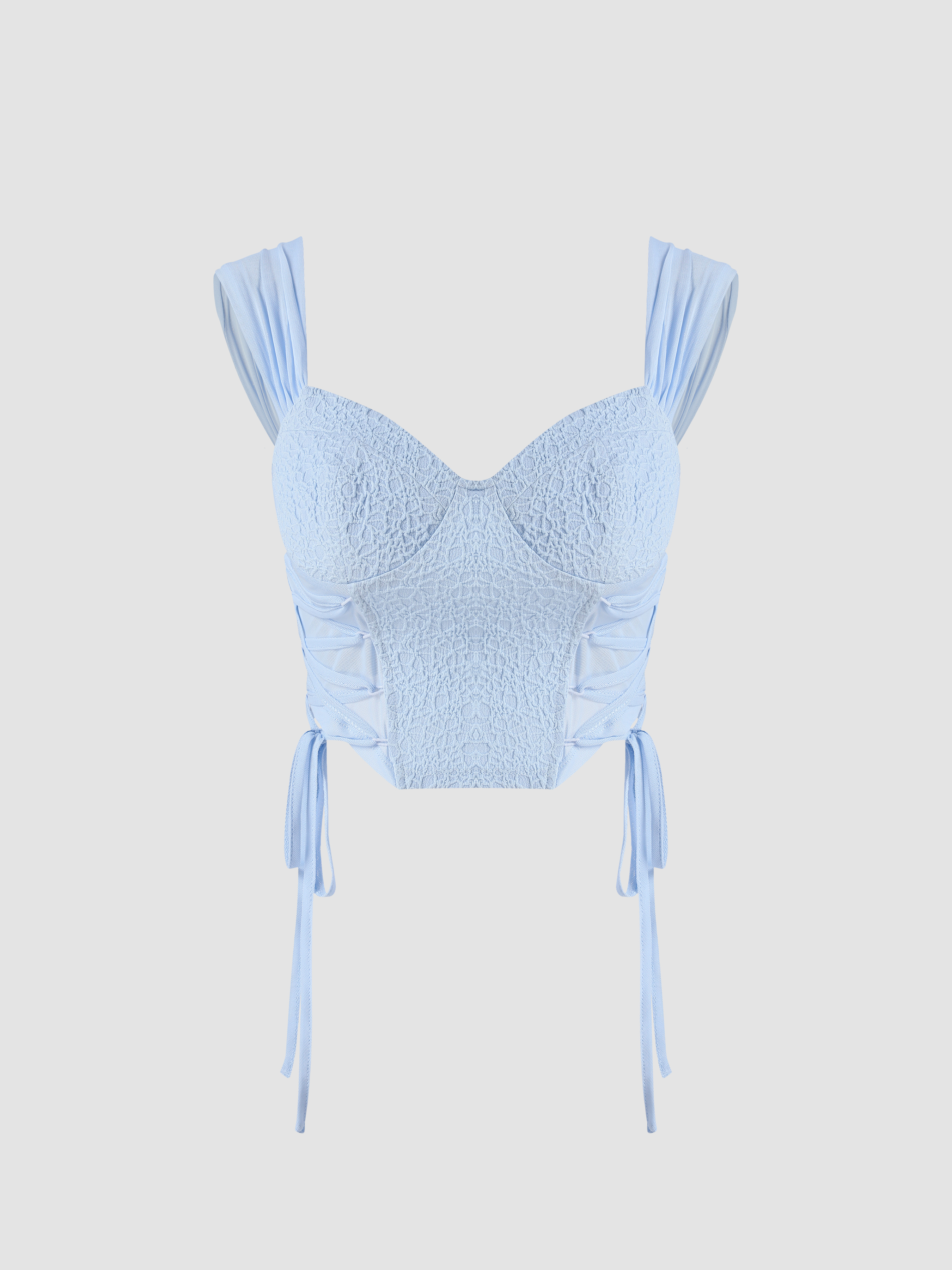 Texture Side Lace Up Tank Top - Cider