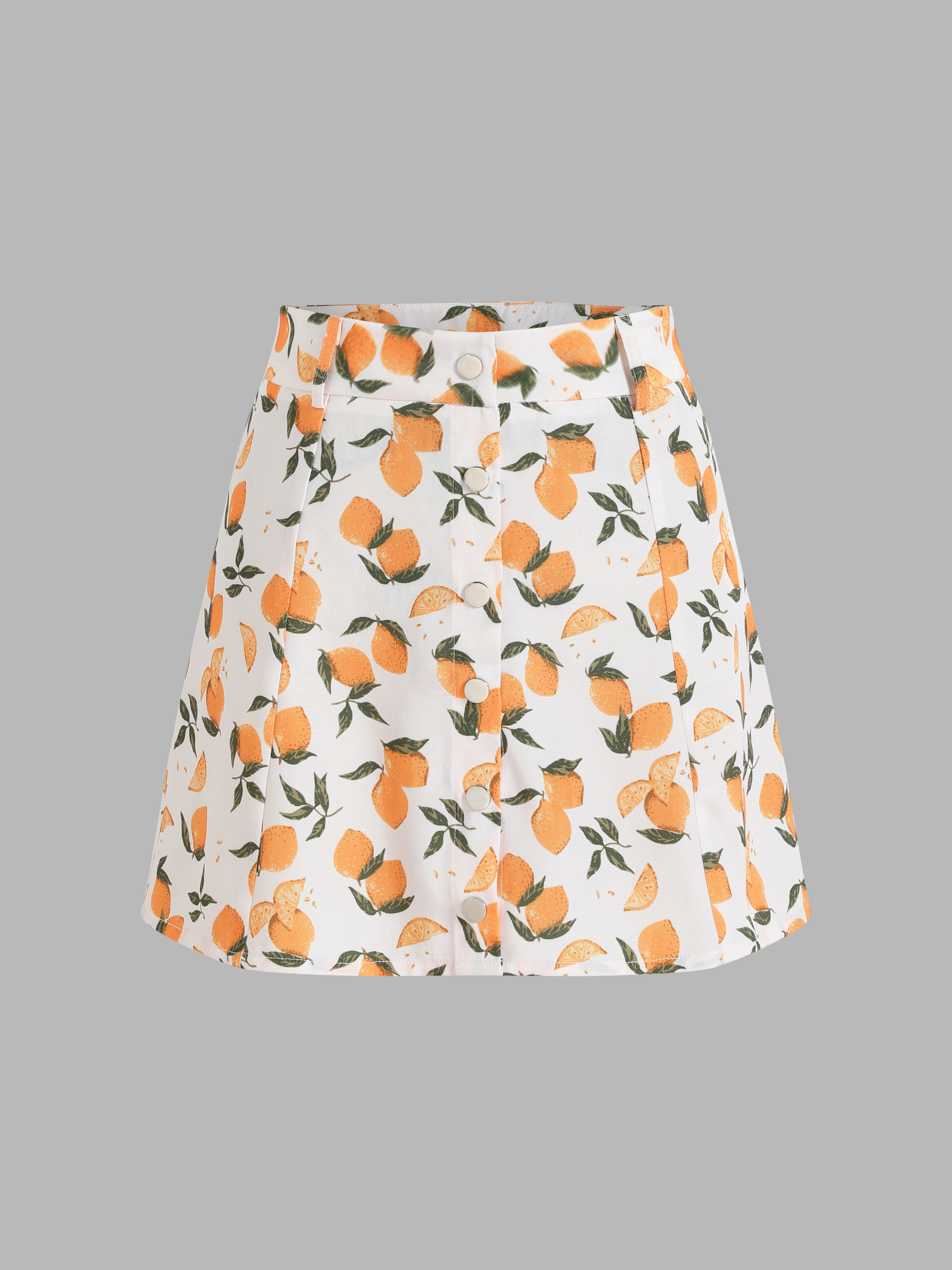 Woven Lemon Button Up Mini Skirt For Beach Outdoor Picnic School Daily ...