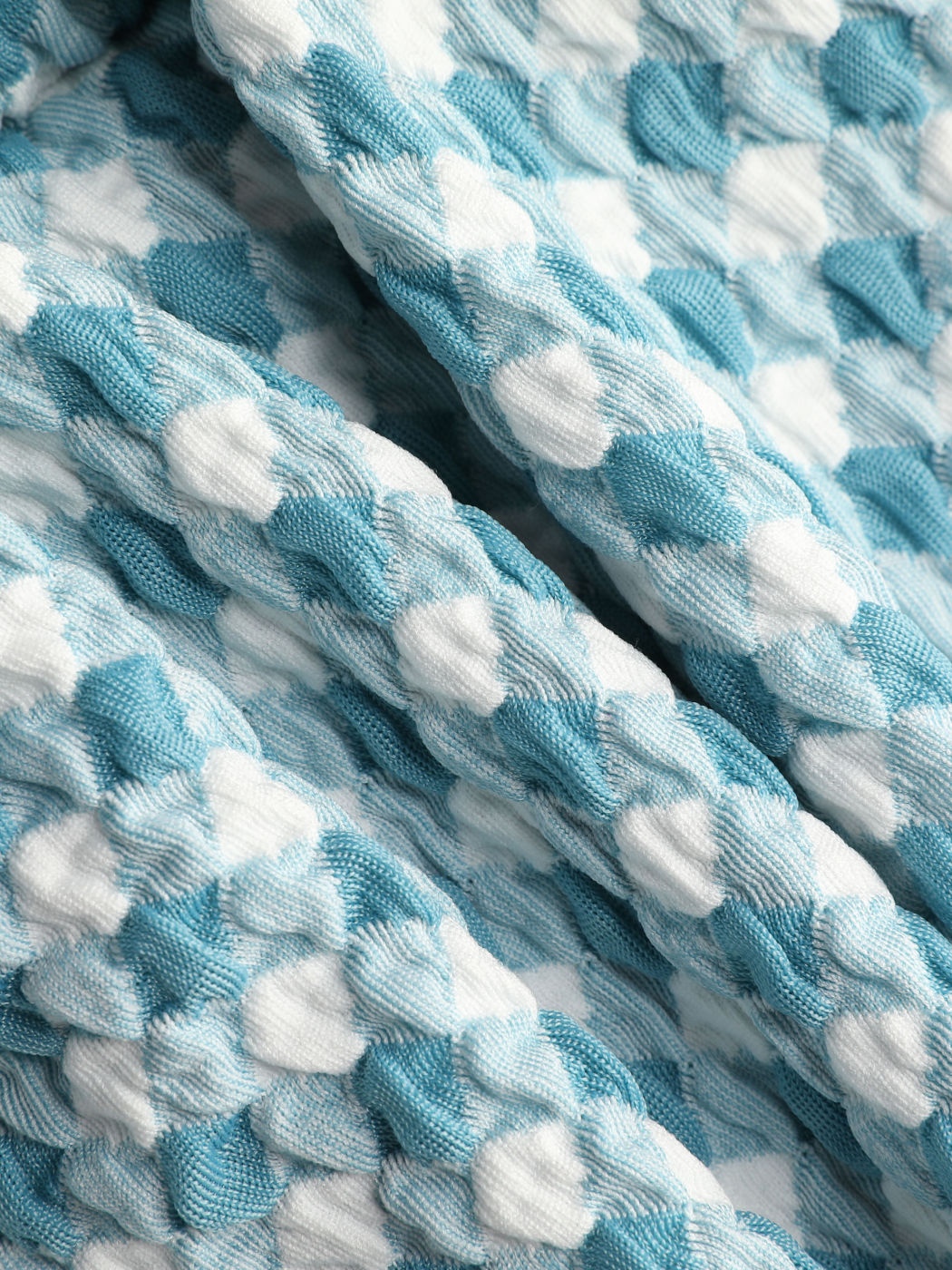 Texture Check Pattern Halter Top - Cider