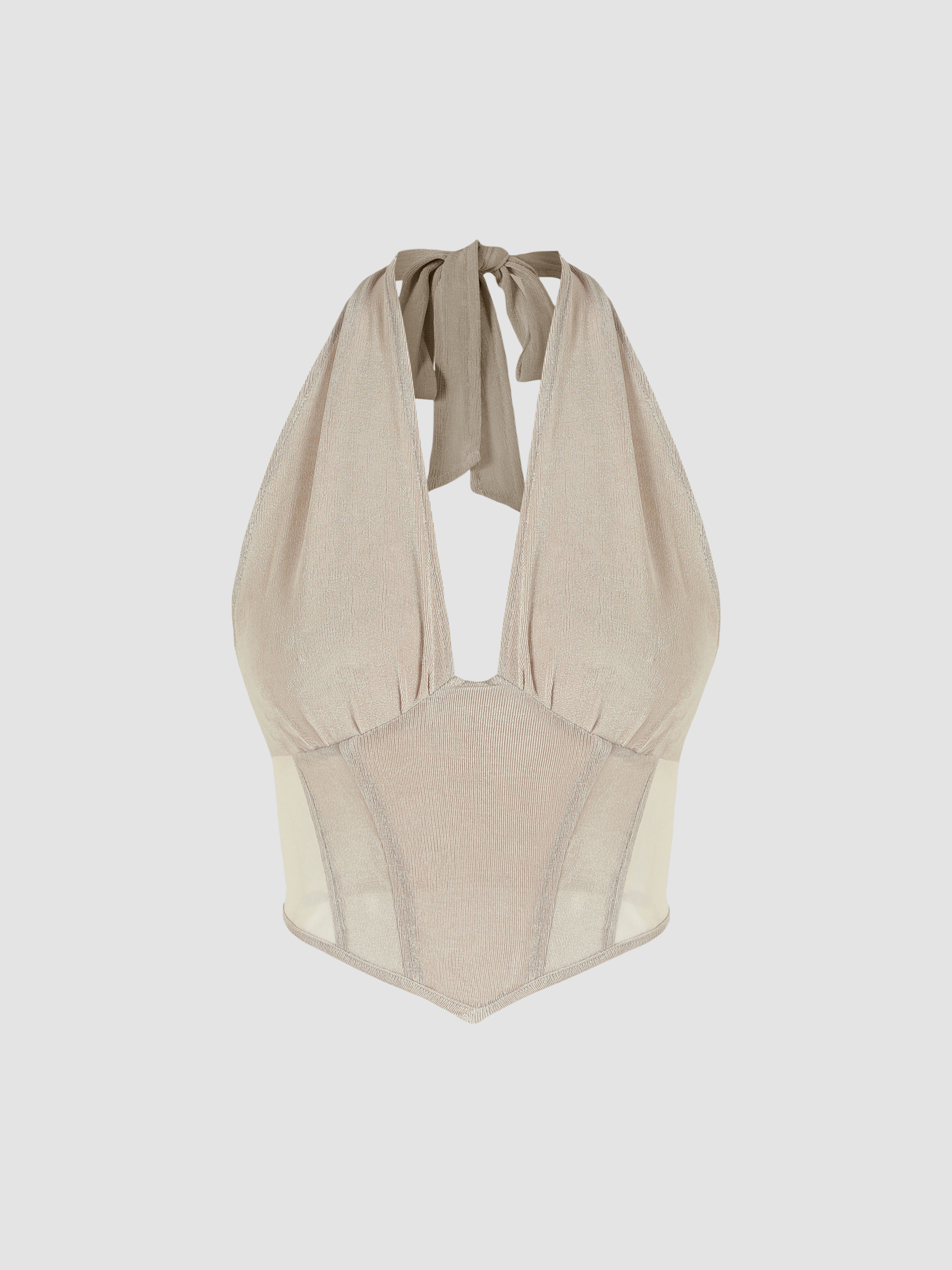 Texture Halter Corset Tank Top For Exhibition Vacation
