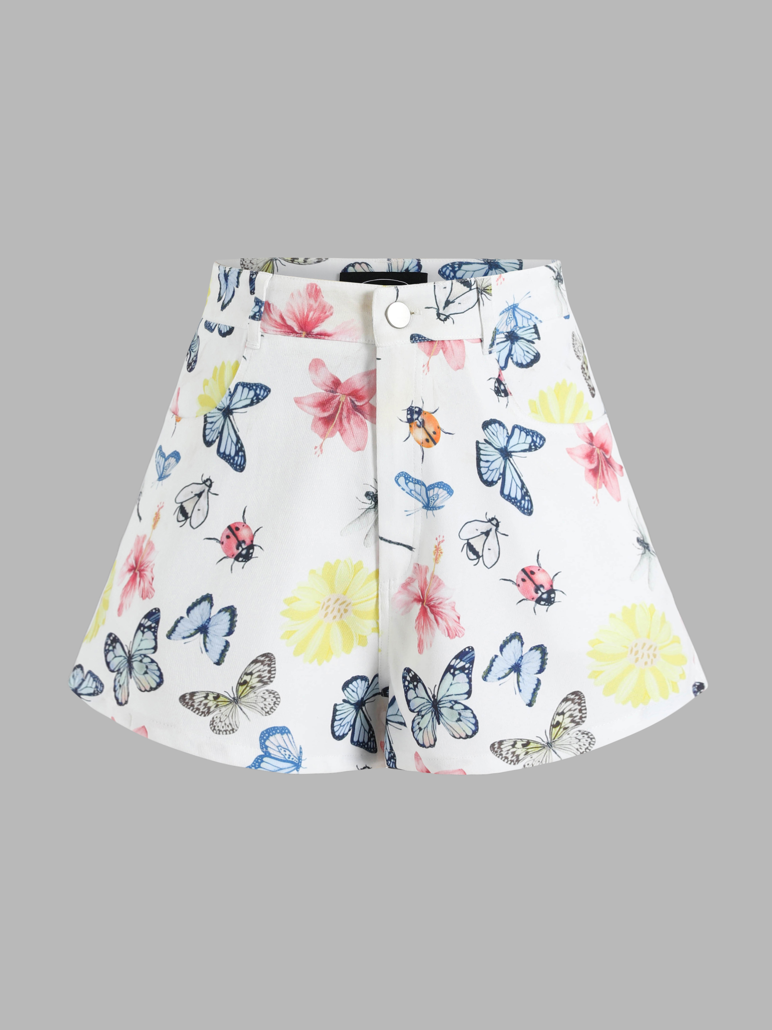 Mini-Shorts mit Blumen- und Schmetterlingsmuster - Cider