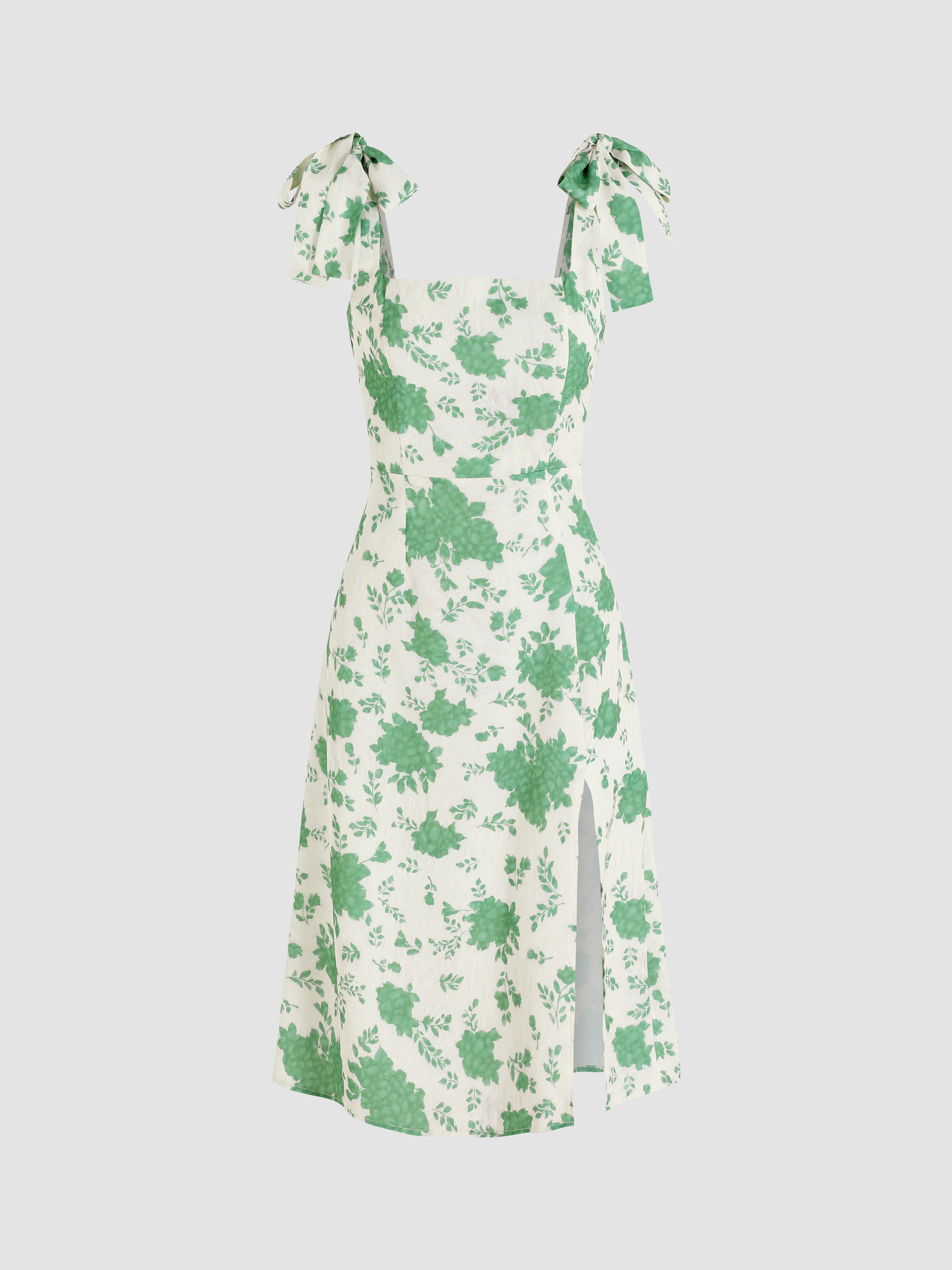 Fruit Print Midi Slit Dress For Vacation