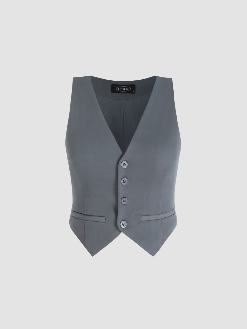 Solid Button Up Belted Vest For Exhibition