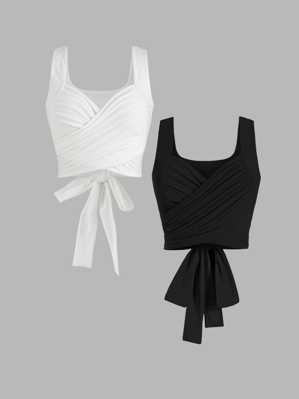 2 Pack Cross Wrap Front Tie Back Tank Top For Vacation