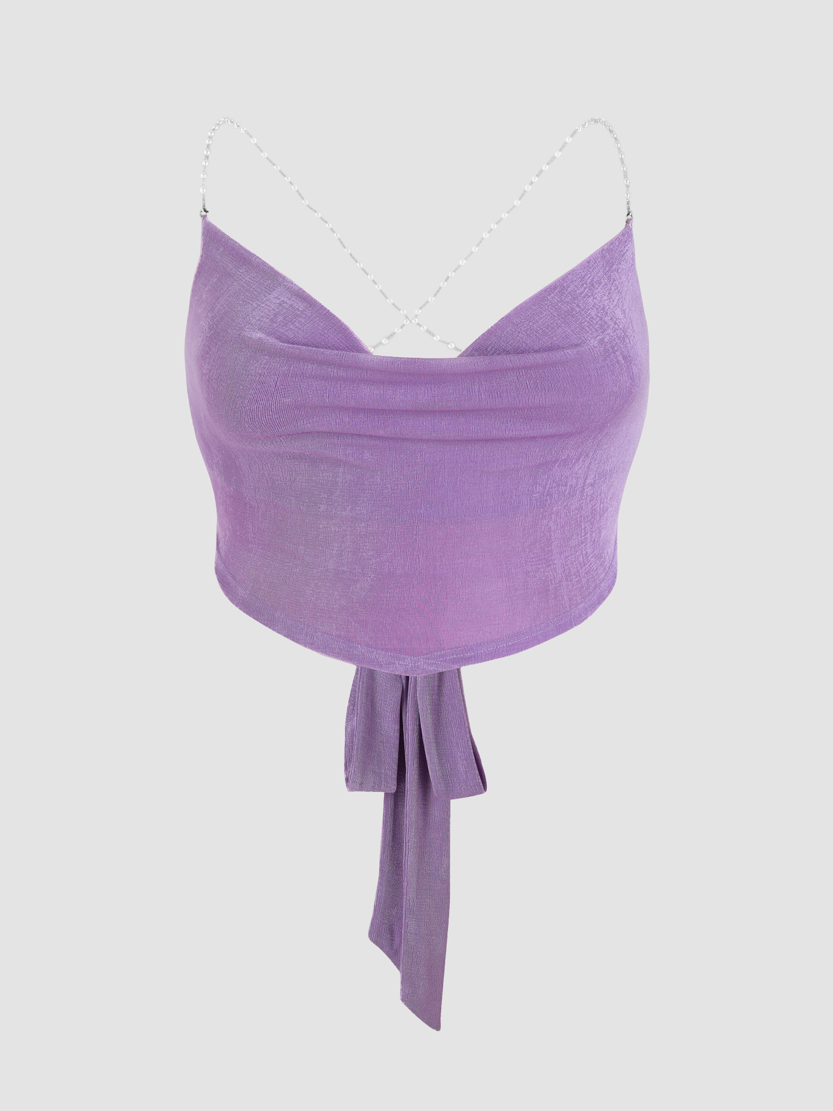 Solid Cowl Neck Pearls Tank Top Curve & Plus - Cider