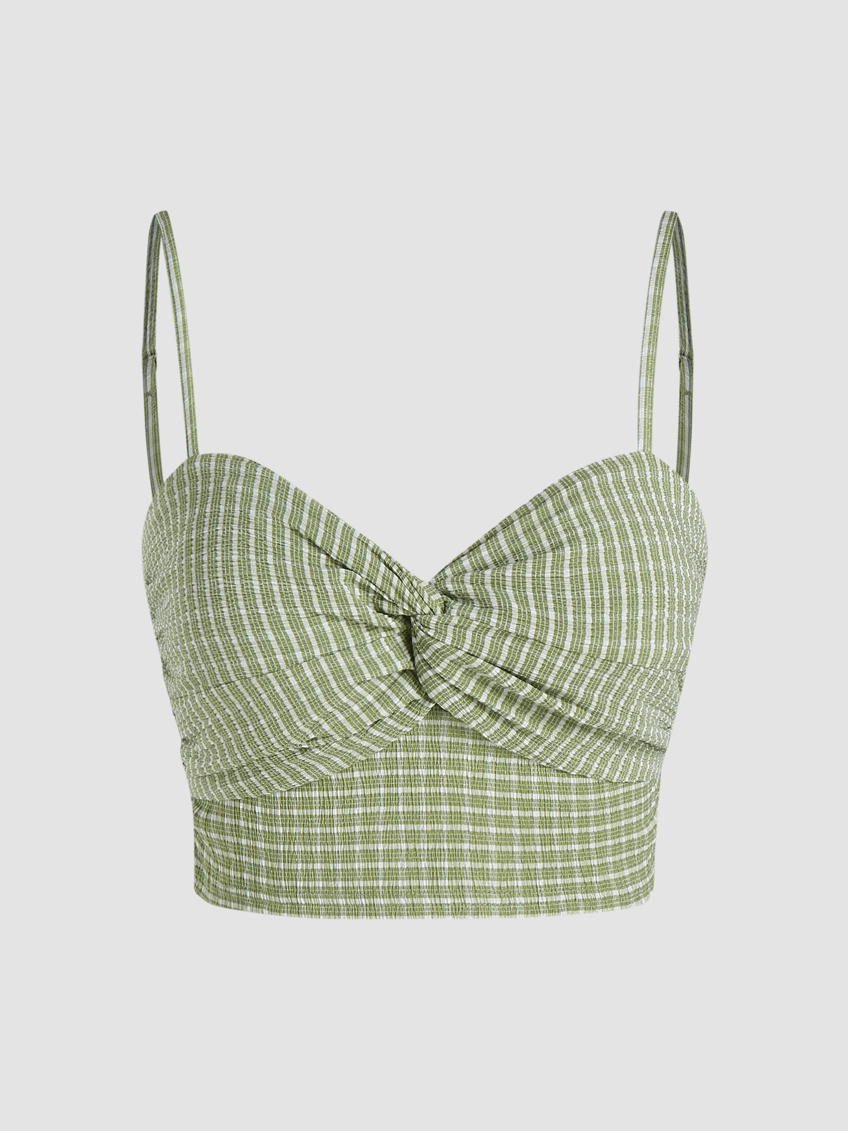 Stripe Pattern Twist Tank Top - Cider