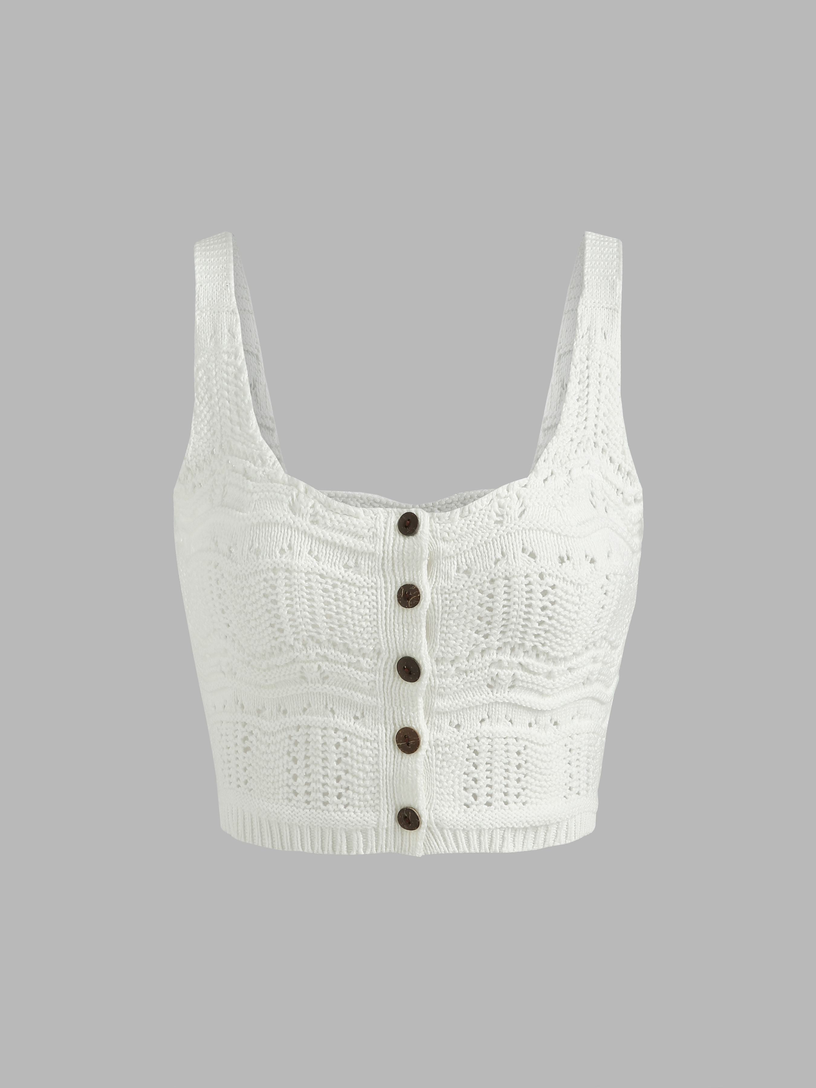 Button Up Knit Tank Top For School Daily Casual Vacation