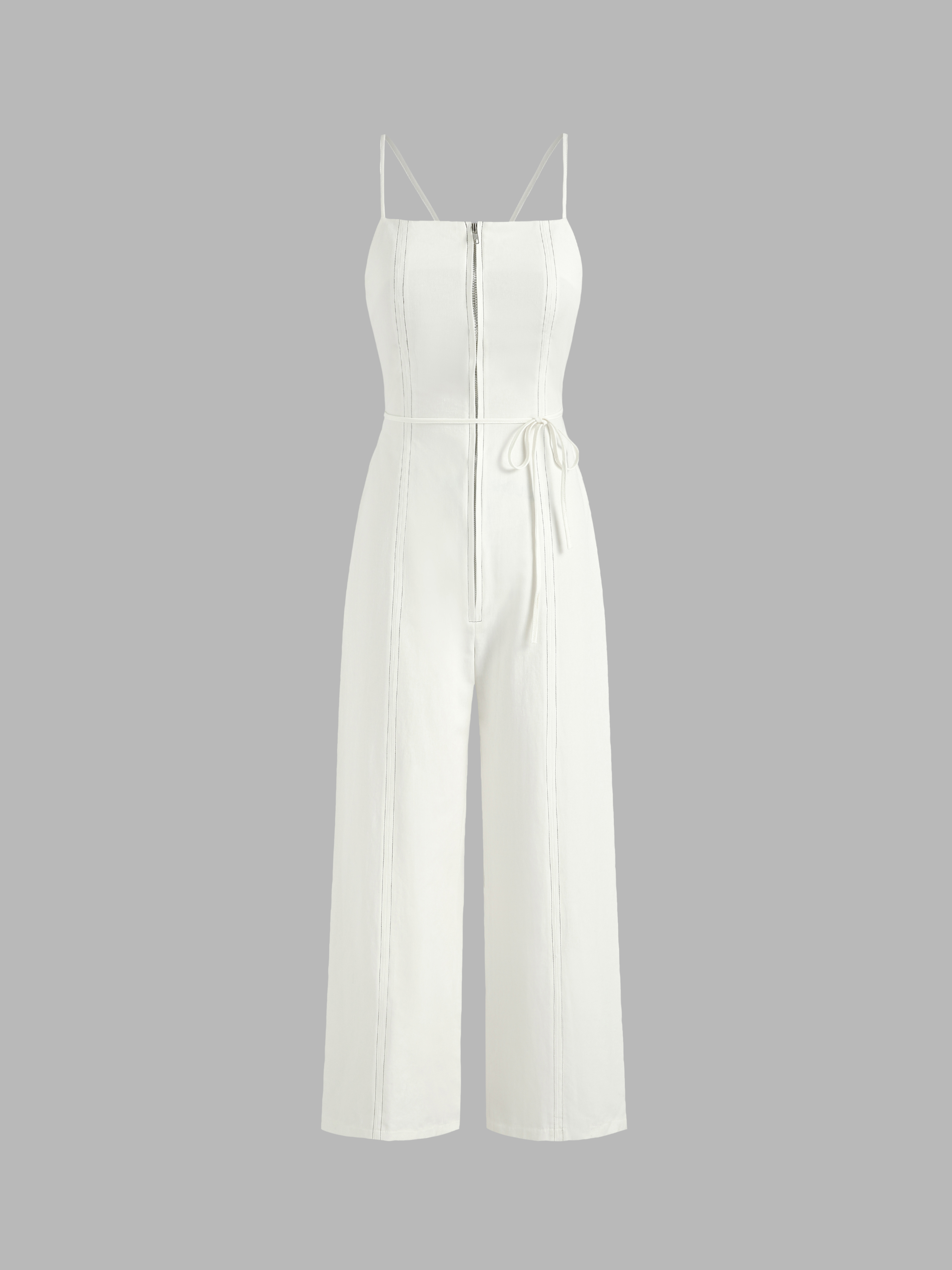 Solid Stitch Zip Up Jumpsuit For Exhibition