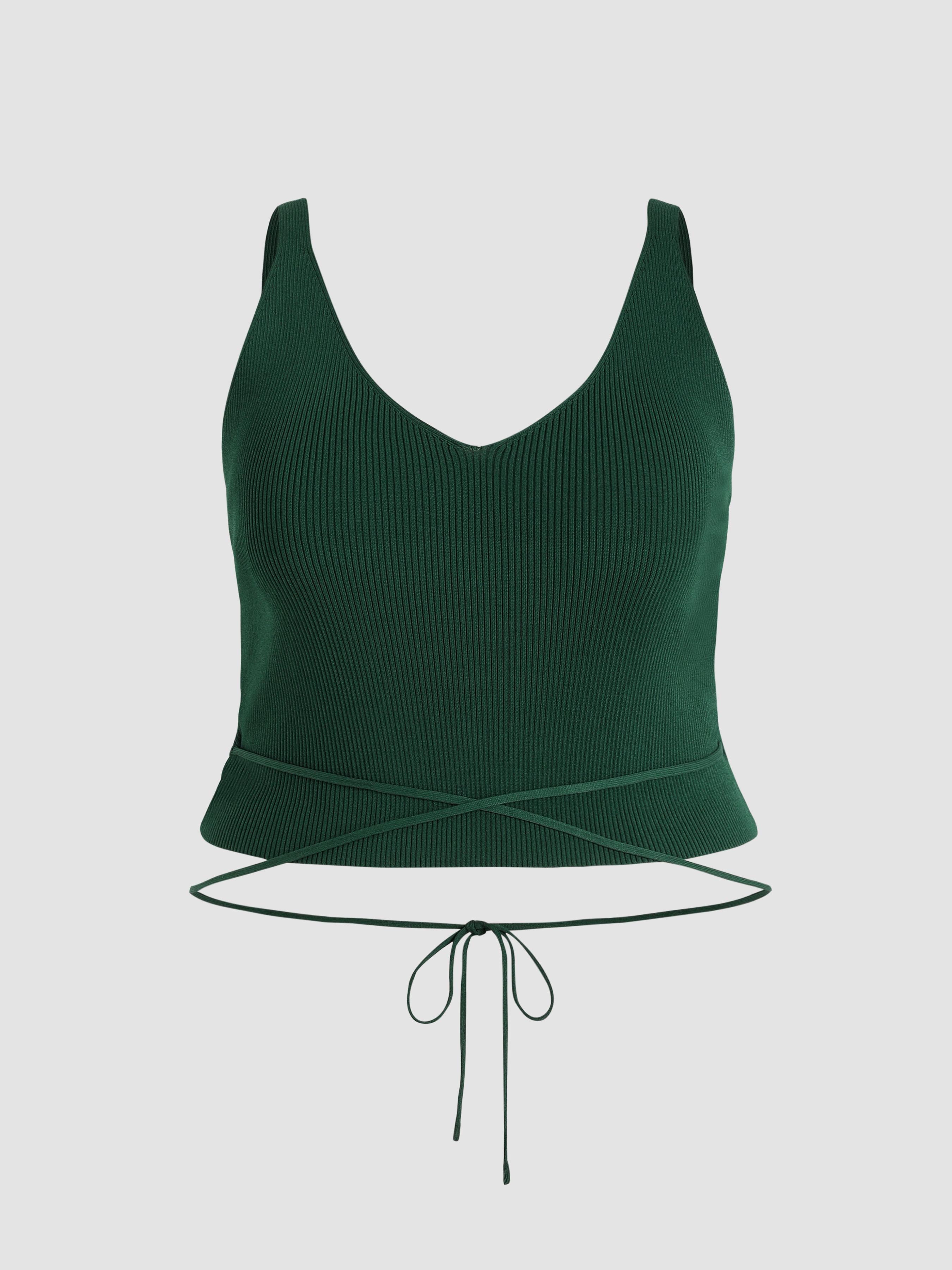 Solid Rib Knit Knotted Tank Top Curve & Plus - Cider