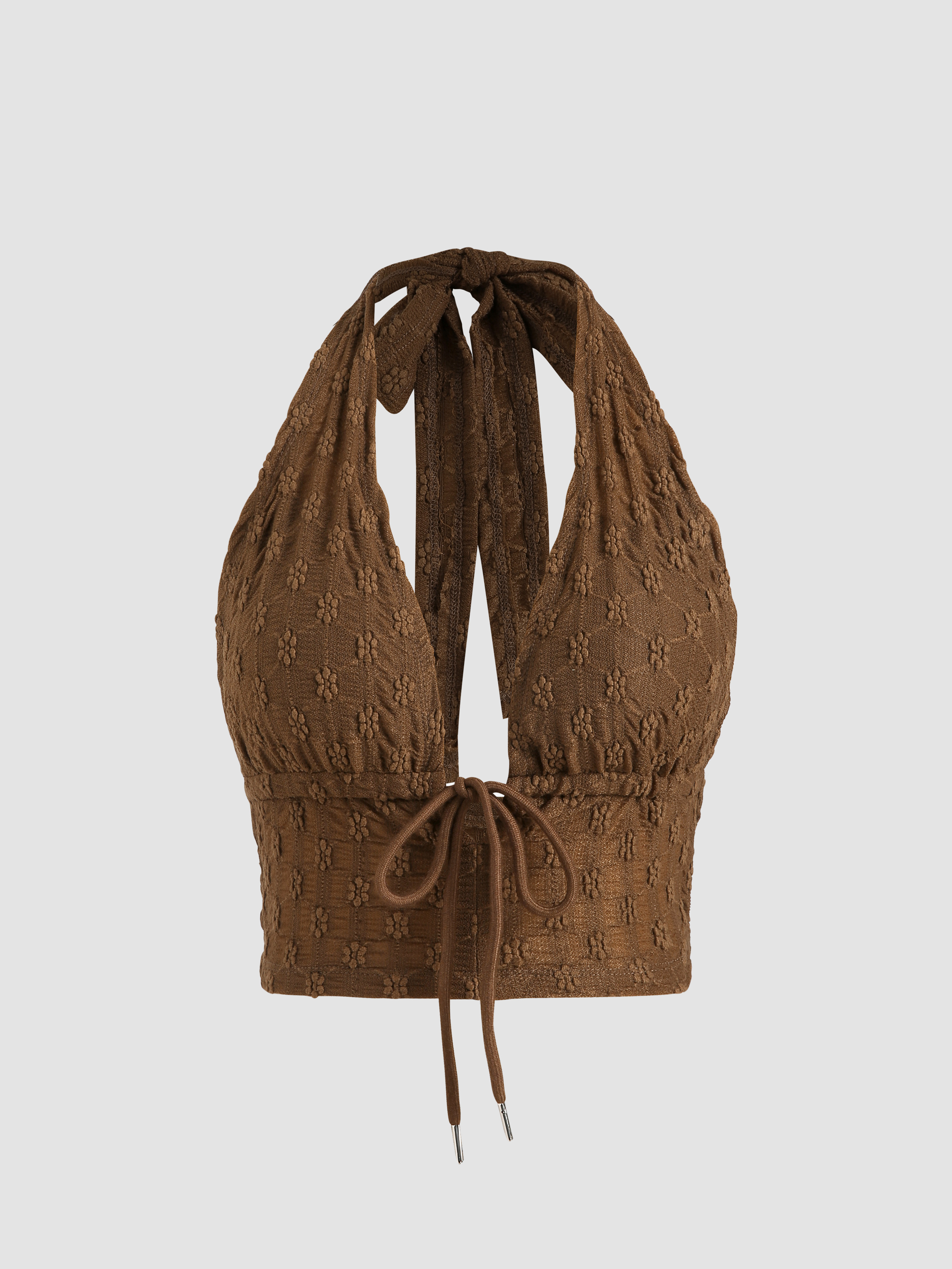 Solid Texture Knotted Halter Tank Top For Party/Clubbing Exhibition ...